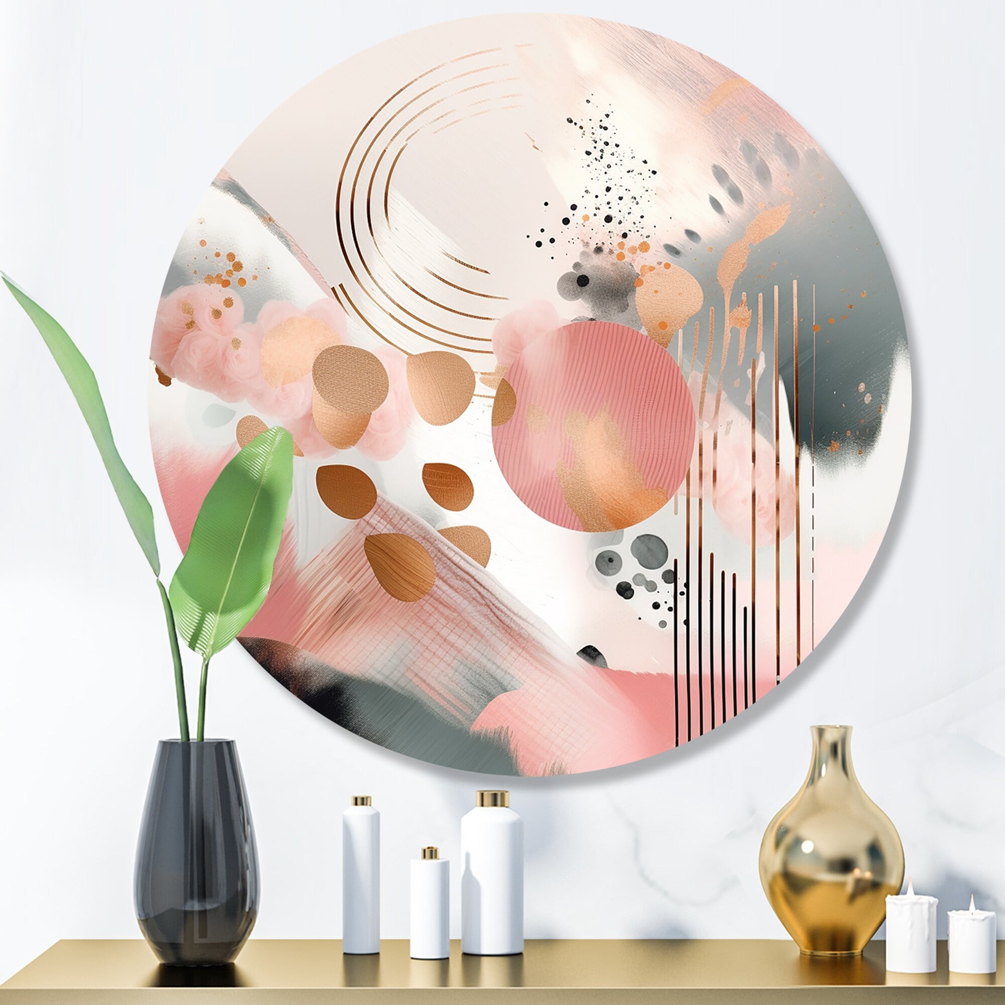 Designart "Complexity of Pink Rose Gold Stripes I" Modern Shapes ...