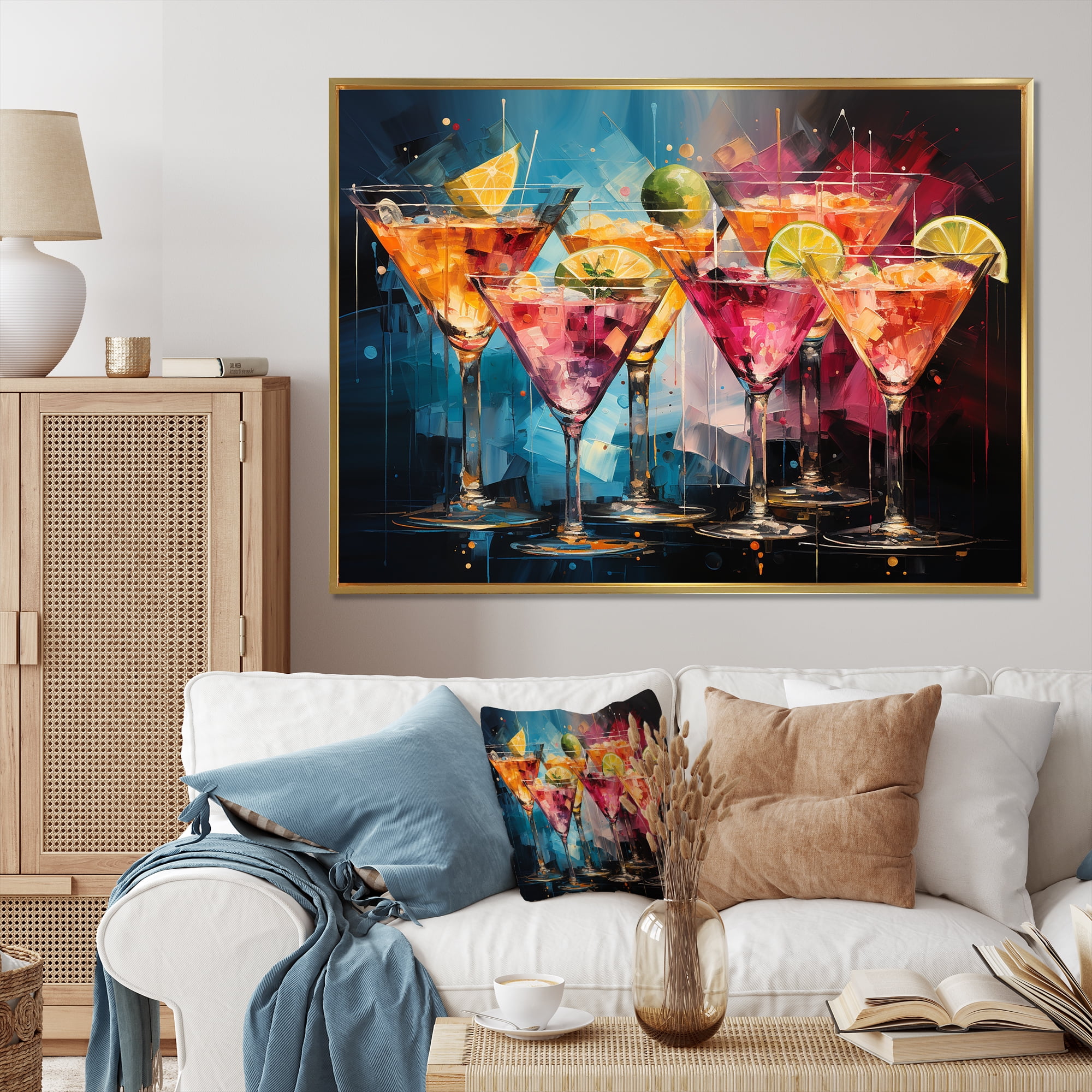 Designart "Confetti Cocktails IV" Food & Beverage Floater Framed Wall ...