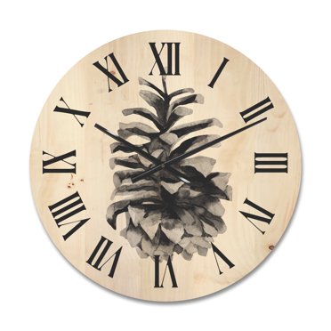 Oversized Rustic Wall Clock, Battery Operated, Roman Numerals, Brown ...