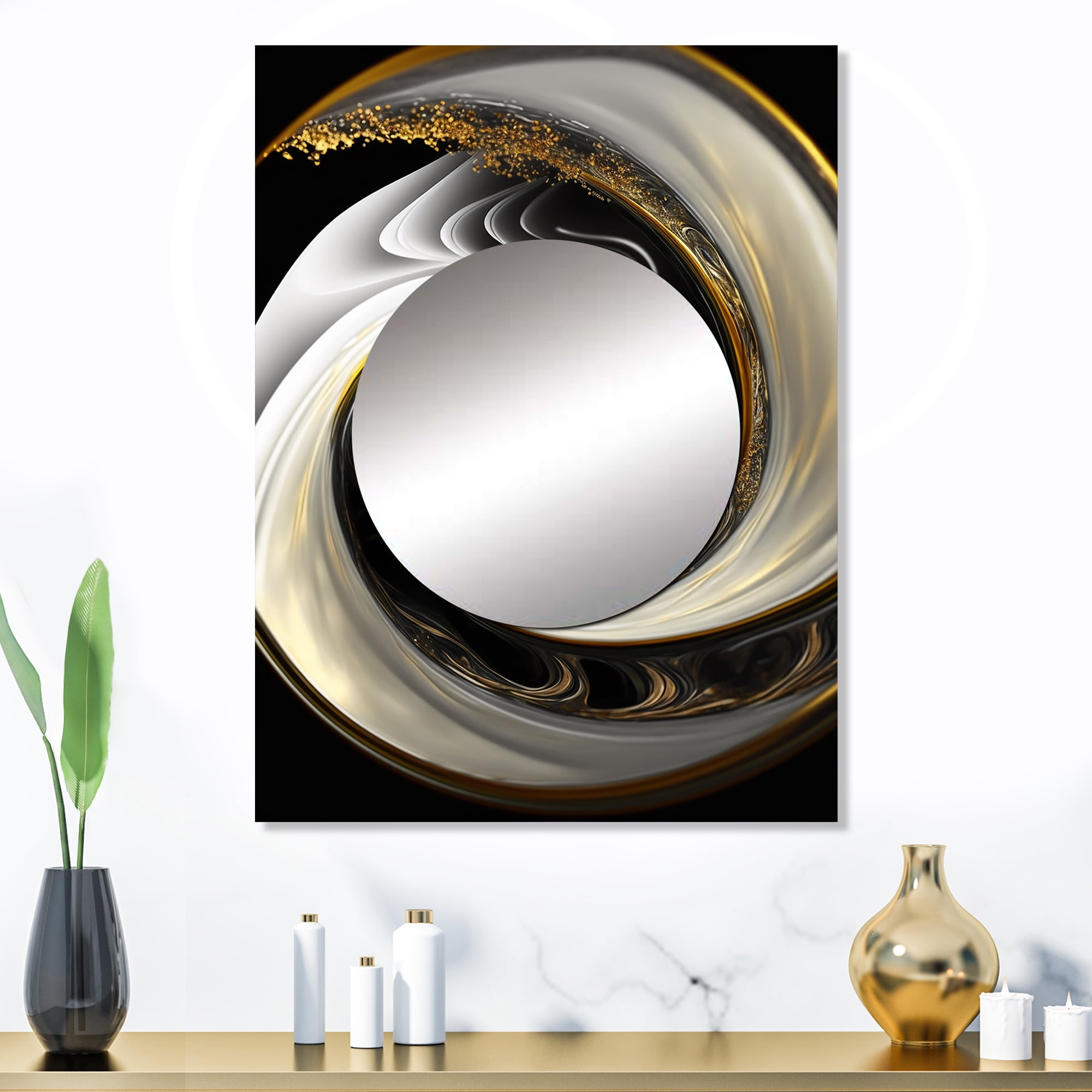 Designart "Contemporary Abstract Swirl I" Animals Mirror Wall Decor ...