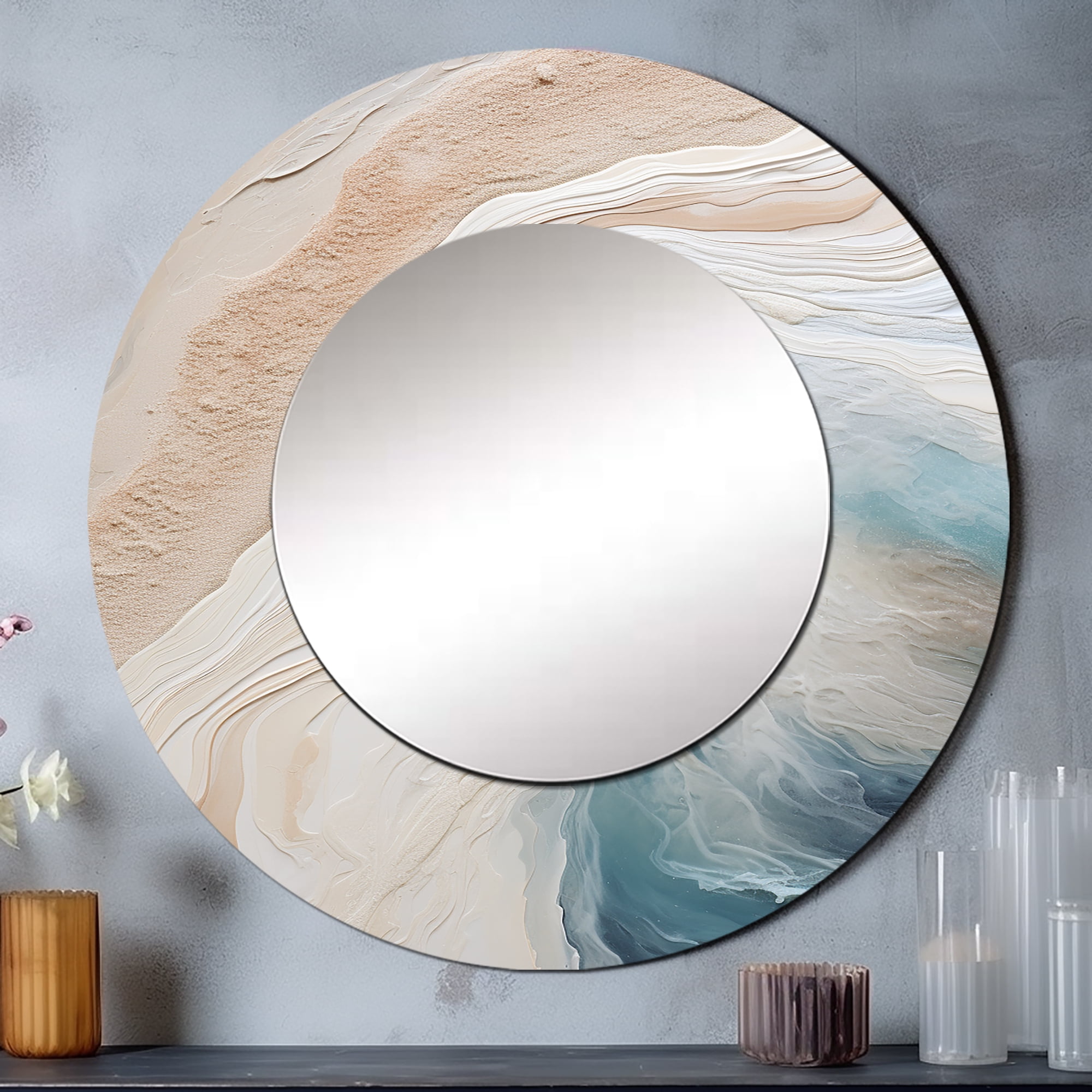 Designart "Contemporary Azure And Taupe Sands From Above" Beach Sand ...