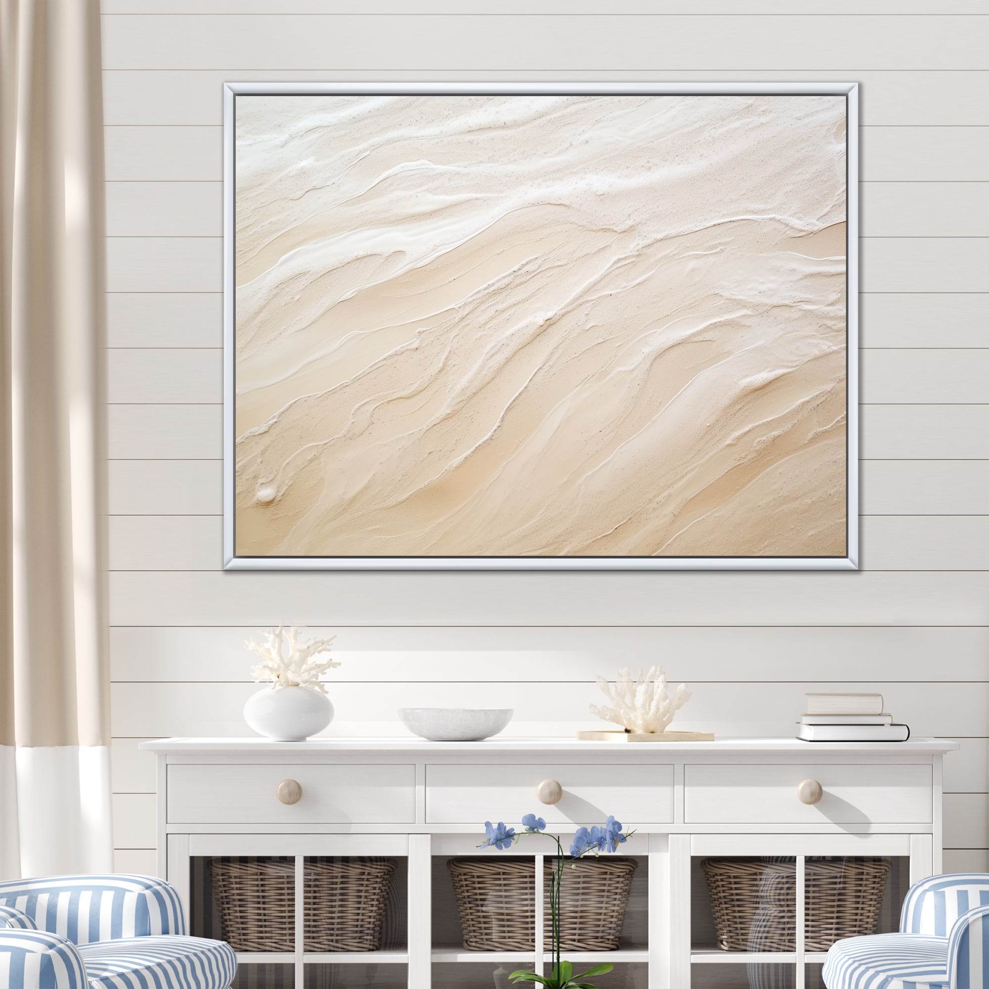 Designart "Contemporary Beige Beach Sand Allure" Coastal Beach Sand ...