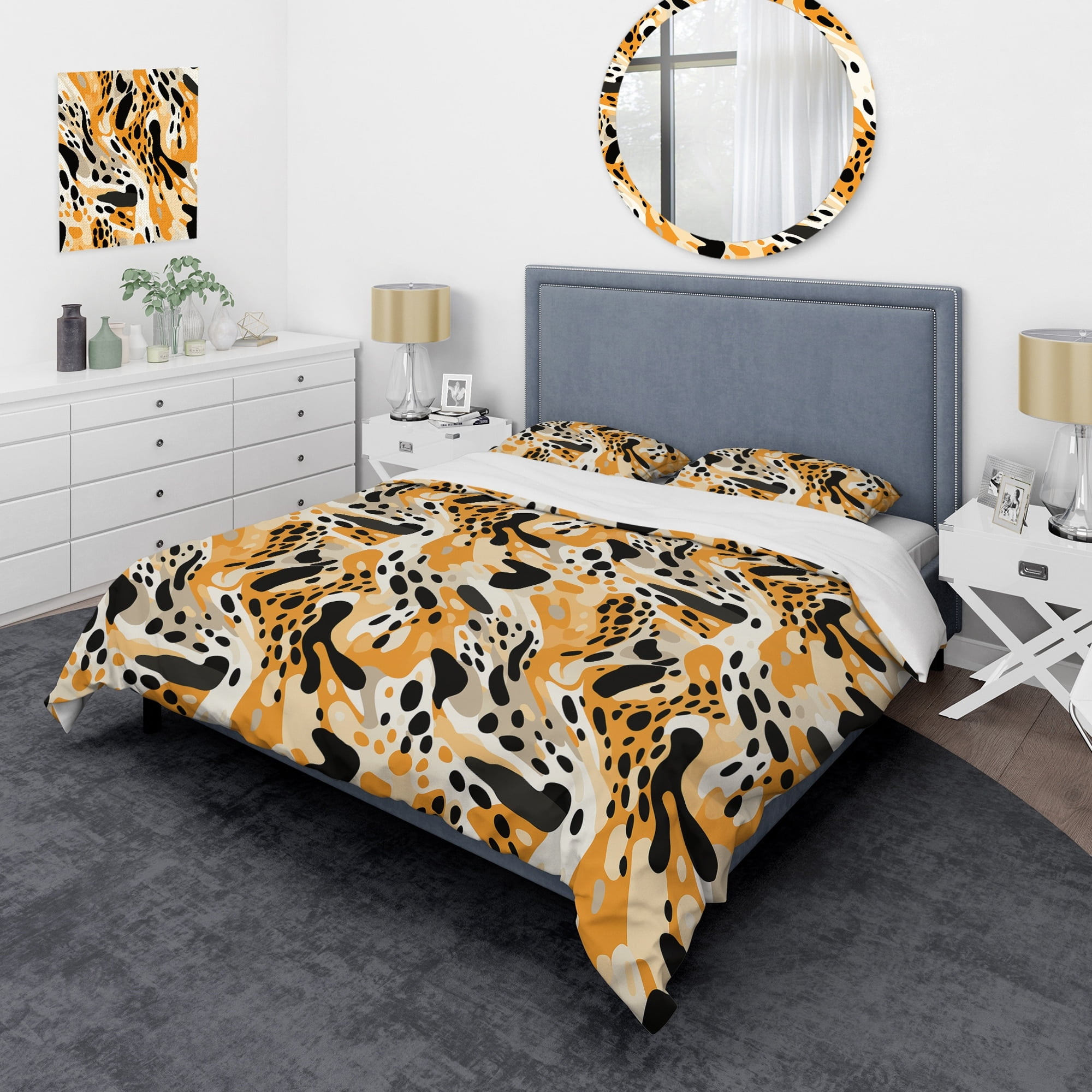 Designart "Contemporary Cheetah Blend I" Black Abstract Bedding Covert ...