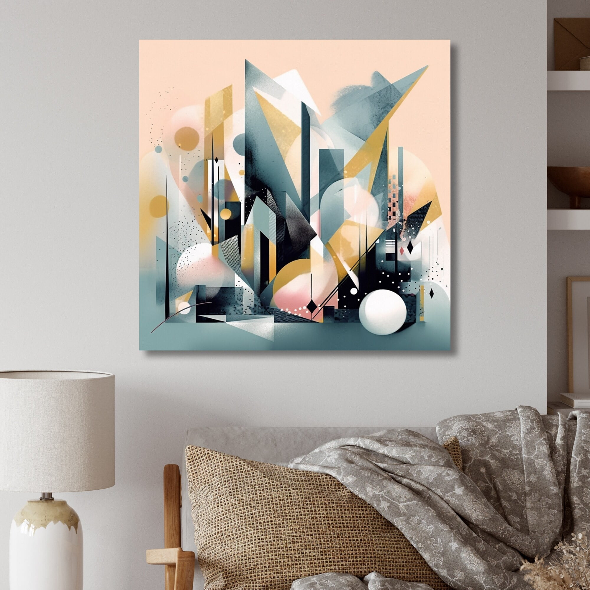 Designart "Contemporary Cubism in Pink and Blue" Minimalism Metal Art Print - Walmart.com