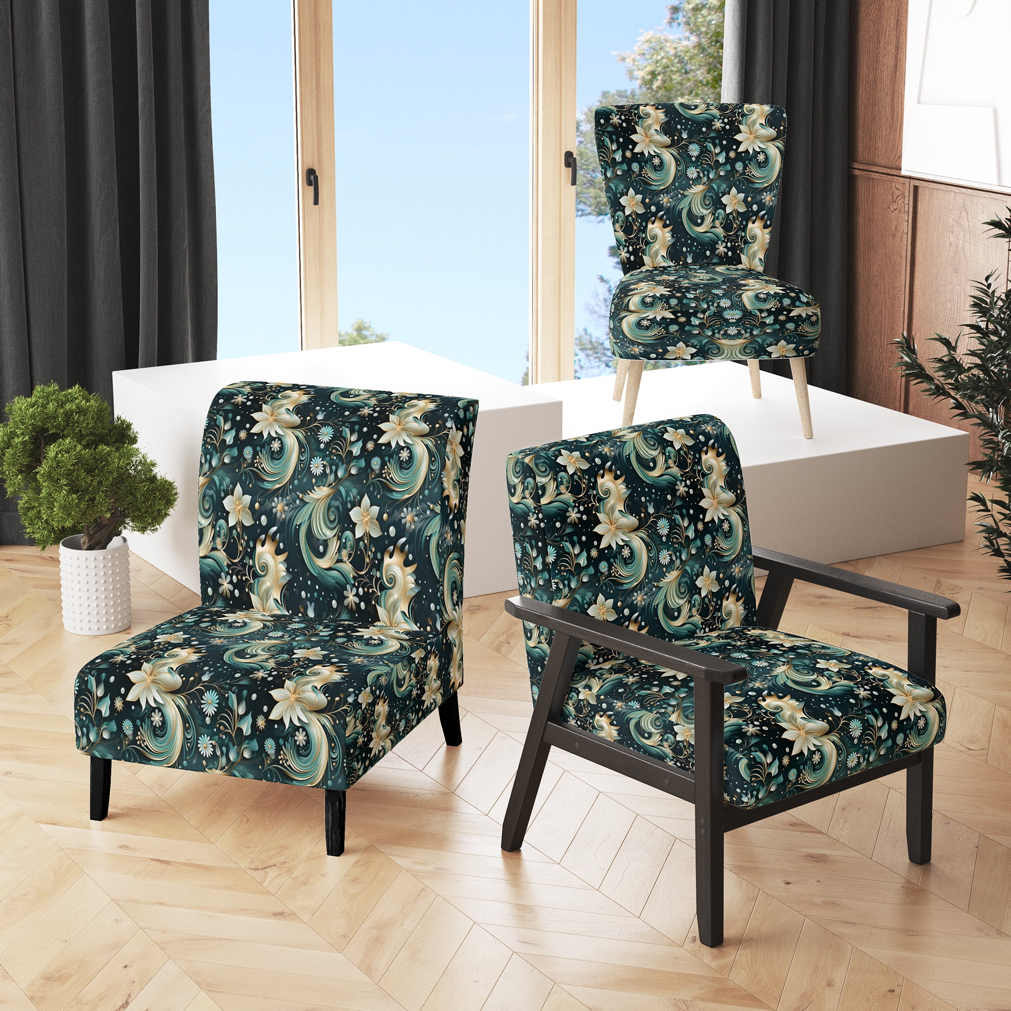 Designart "Contemporary Paisley Spirals From The Sea" Green Paisley ...