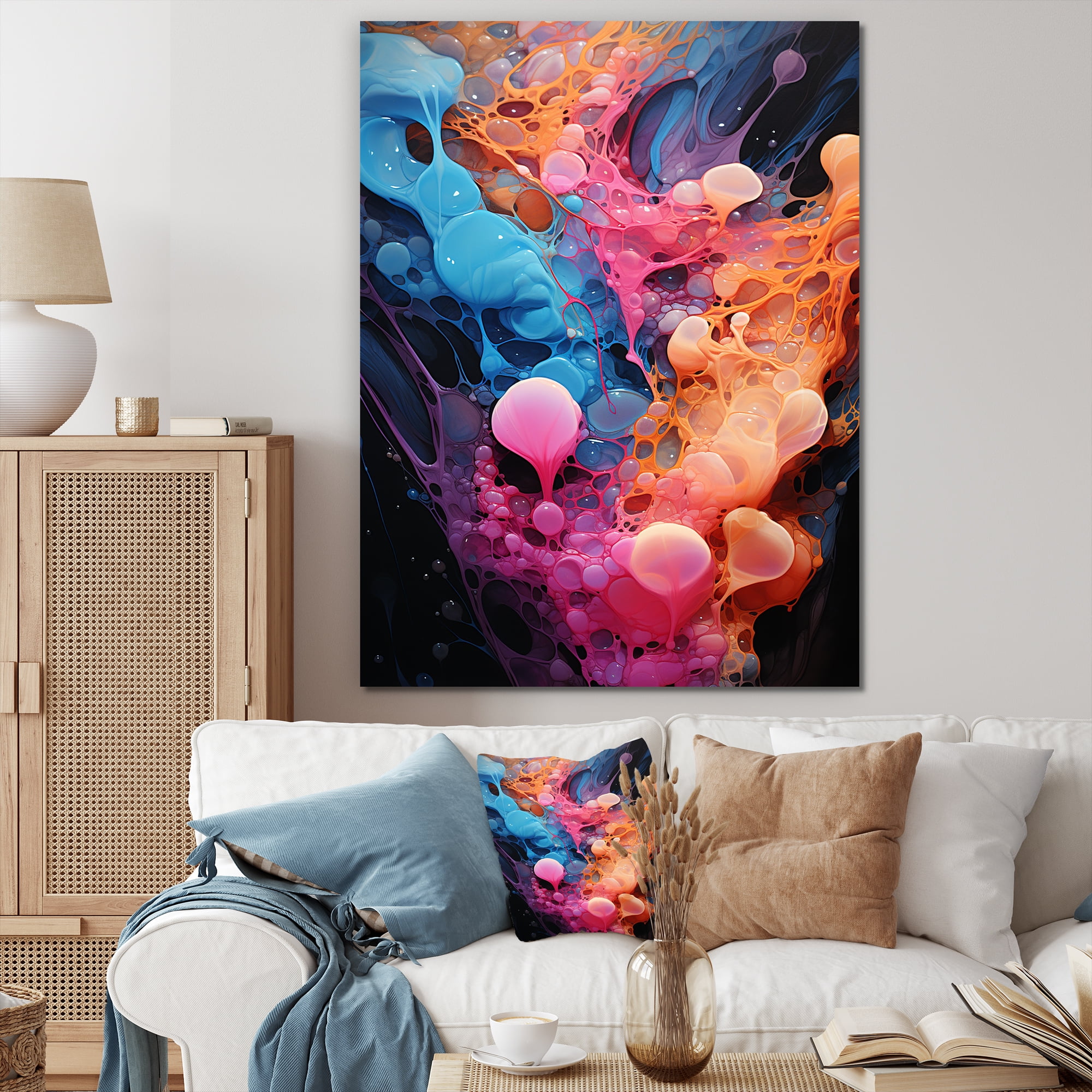 Designart "Contrasting Streams In Drip Painting" Drip Painting Canvas ...