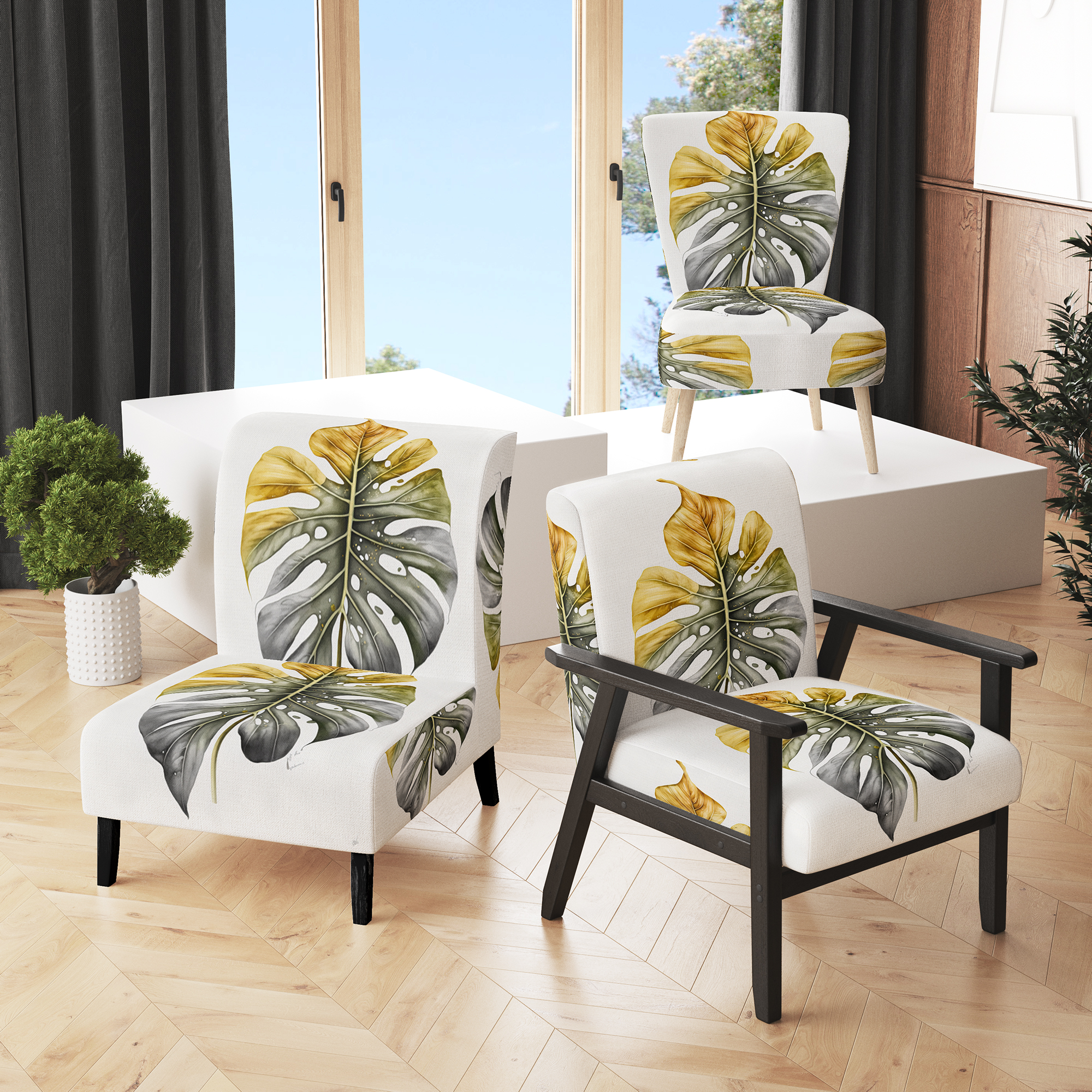 Designart "Contrasting Yellow and Grey Philodendron Leaf I" Yellow ...