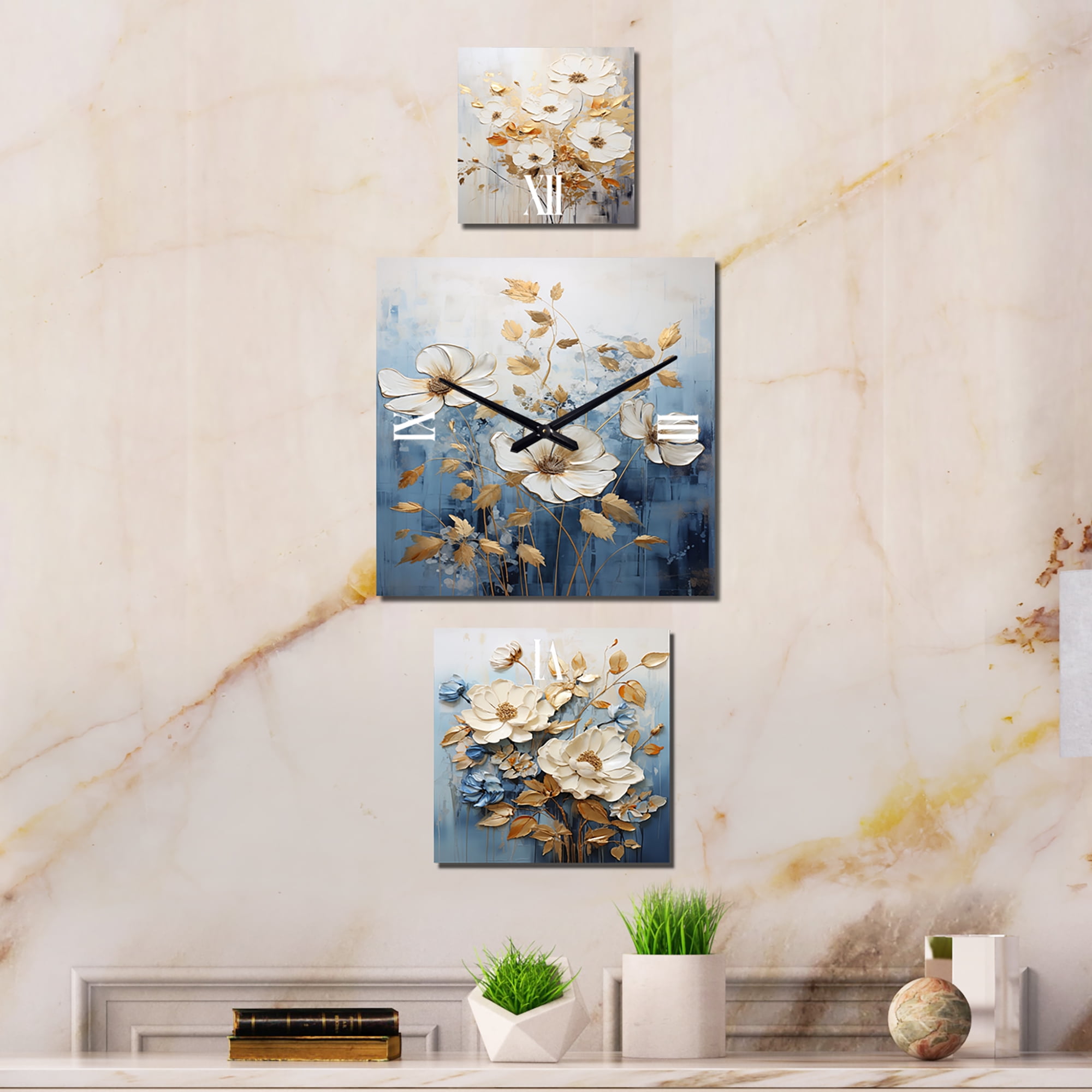 Designart "Cool Tone Floral Collection" Seasonal Flowers Extra large ...