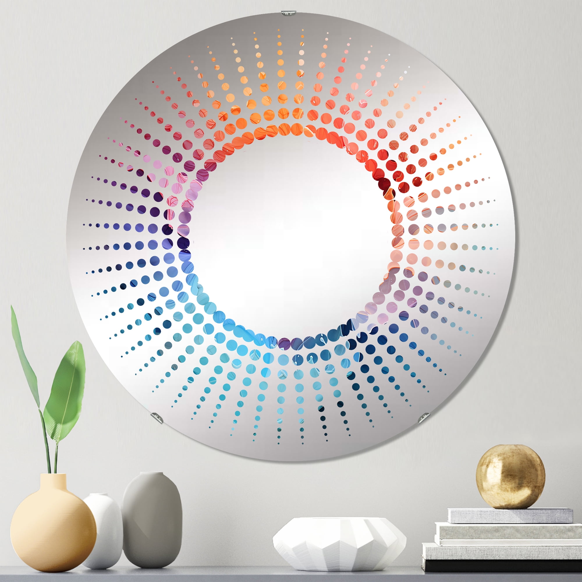 Designart "Coral Blend Bubbles" Soda Starburst Round Wall Mirror - Food ...