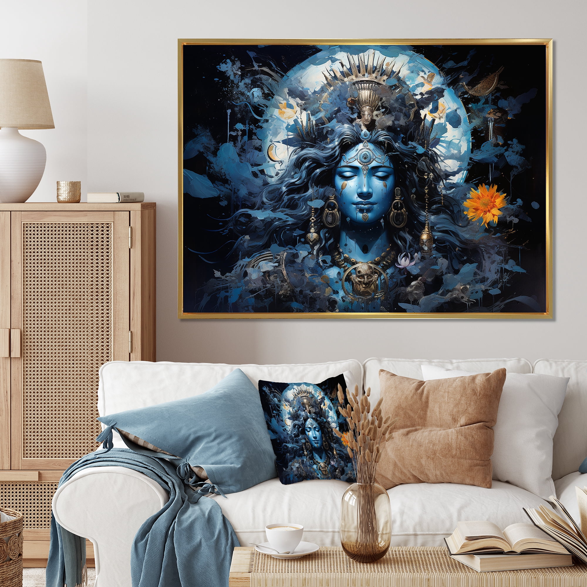 Designart "Cosmic Cobalt Of Hindu God Shiva I" Hinduism Floater Framed ...