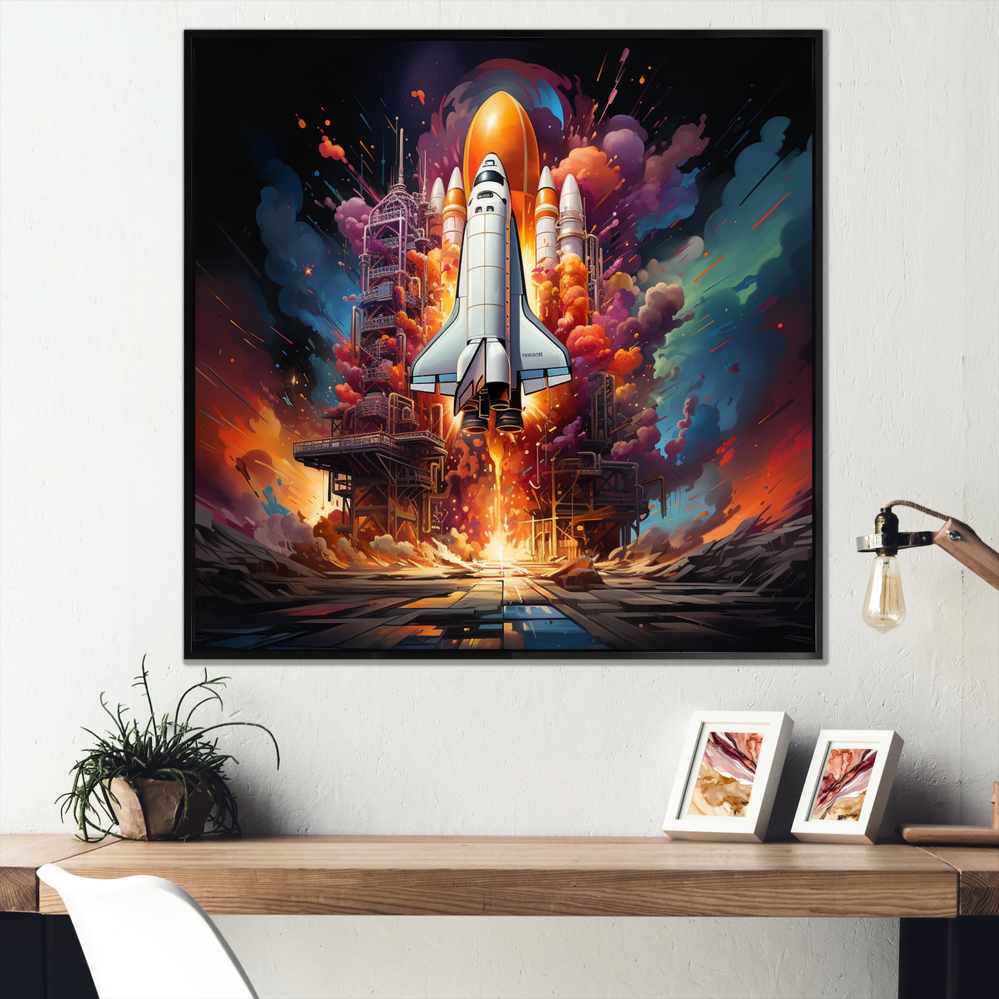 Designart "Cosmic Fusion with the Rocketship I" Transportation Floater ...
