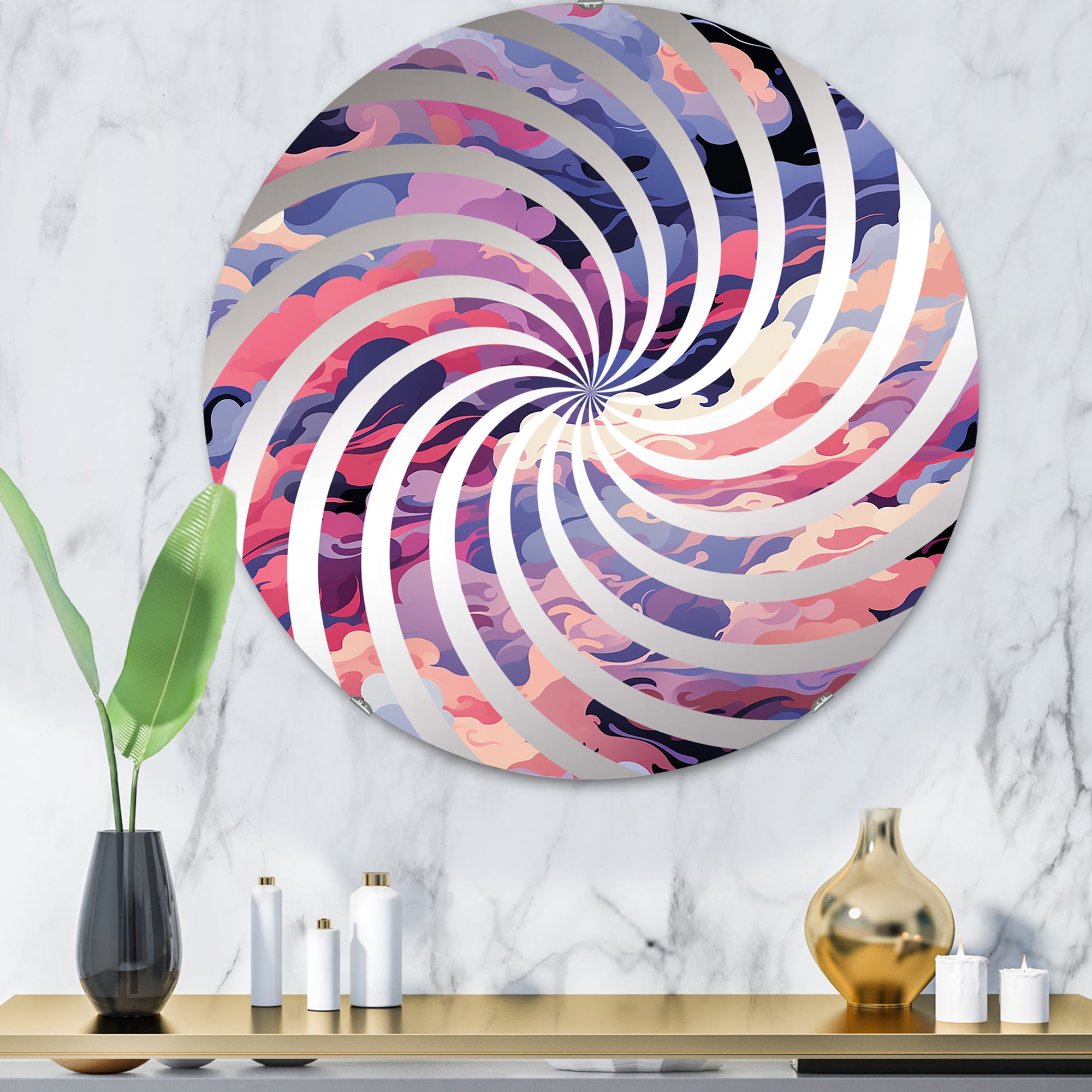 Designart "Cosmic Undulation Camouflage III" Abstract Vortex Round Wall ...