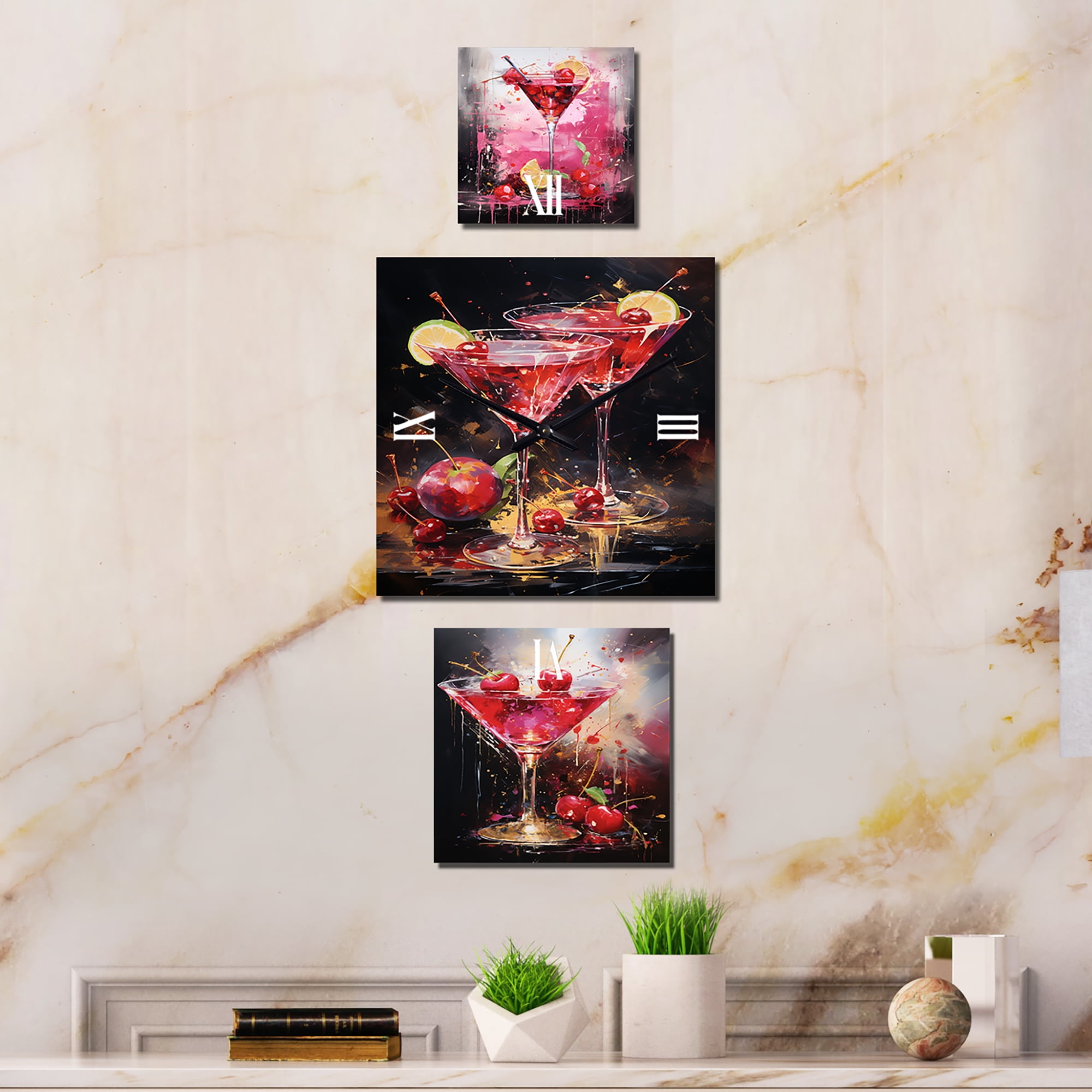 Designart "Cosmo Cosmos in a Glass" Cocktails Oversized Traditional ...