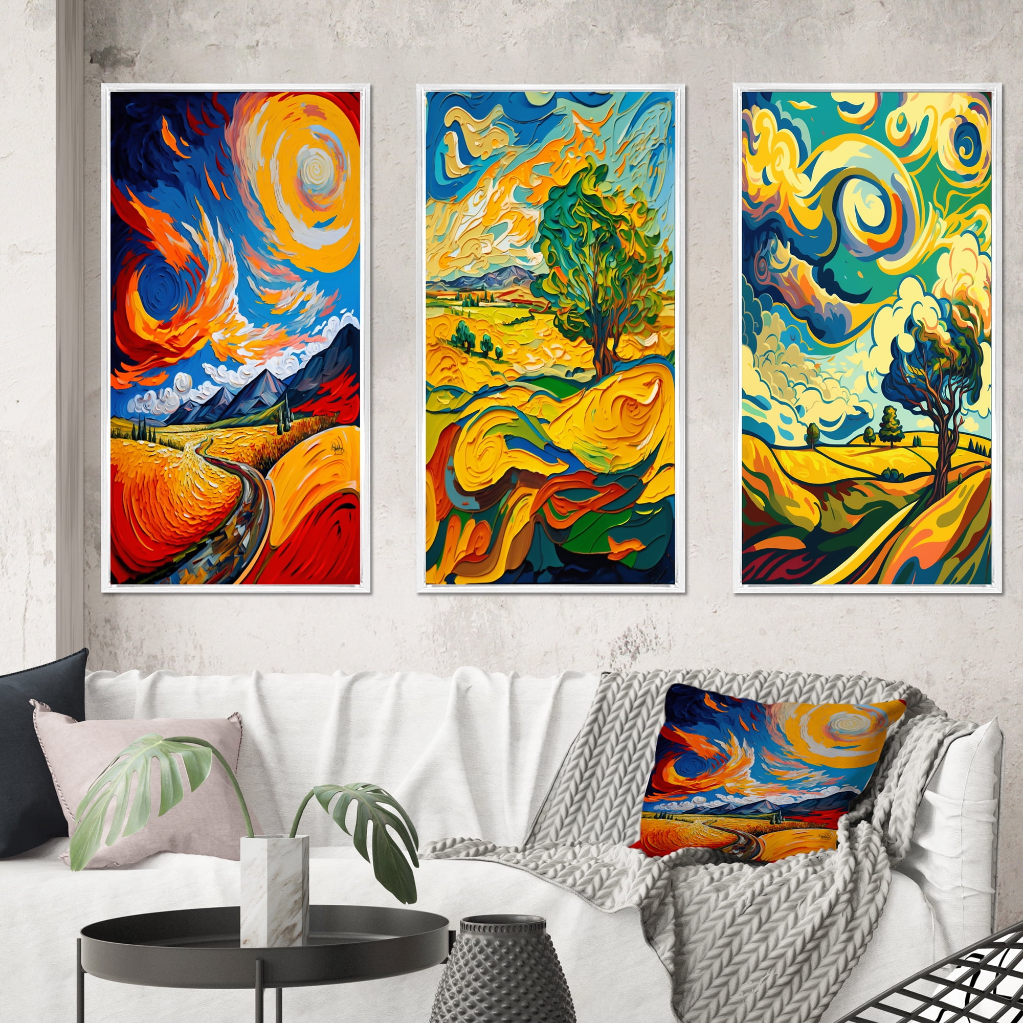 Designart "Countryside Charm Vibrant Swirling Tree II" Meadow Framed ...