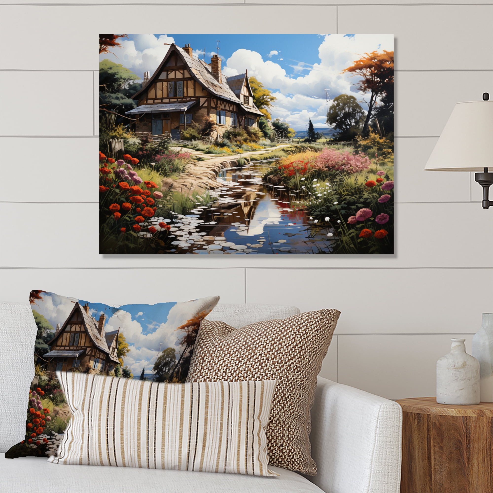 Designart "Countryside Cottage Garden Collage II" Landscapes Metal Art ...
