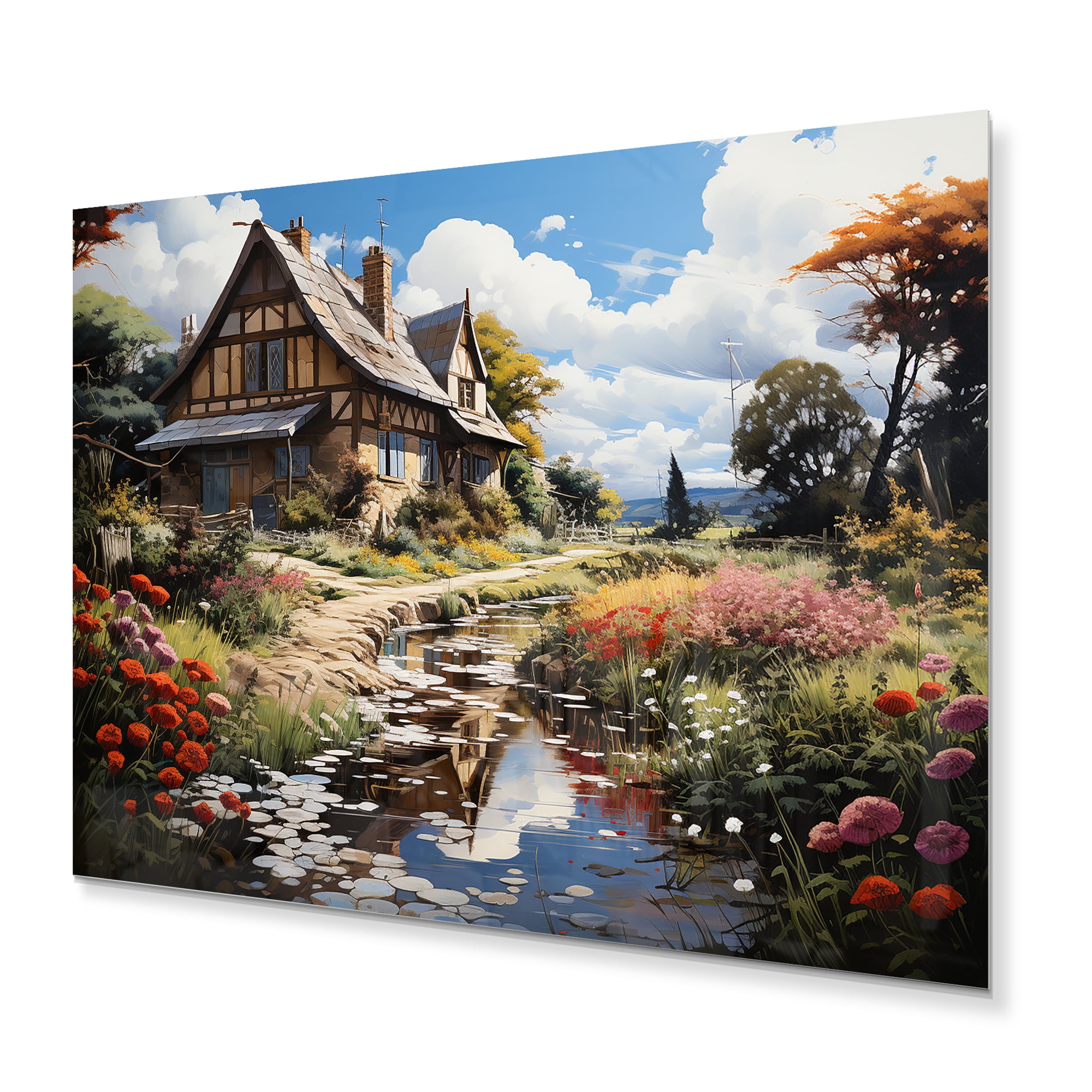 Designart "Countryside Cottage Garden Collage II" Landscapes Metal Art ...