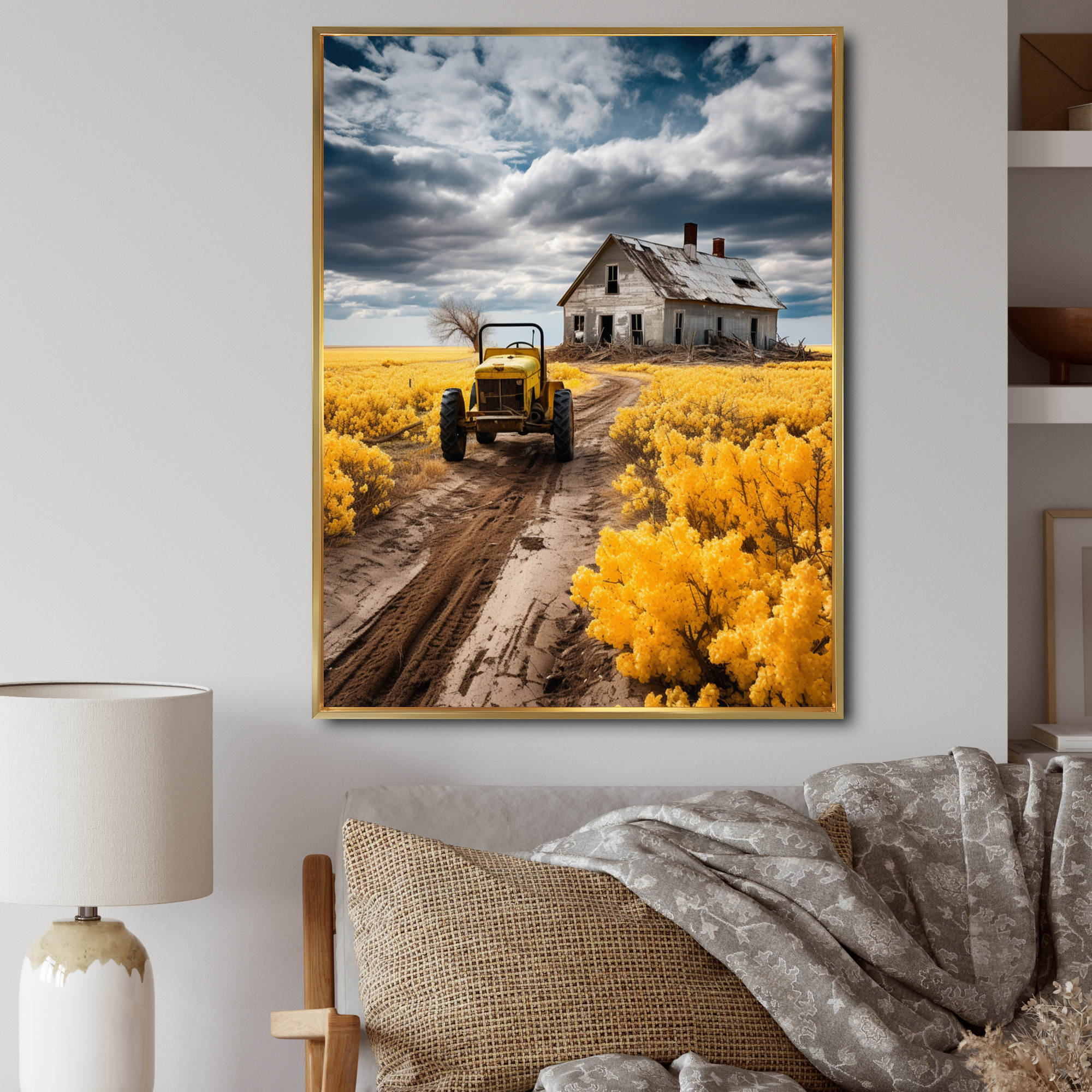 Designart "Countryside Haven Farmhouse Tractor wall art I" Farm Floater ...