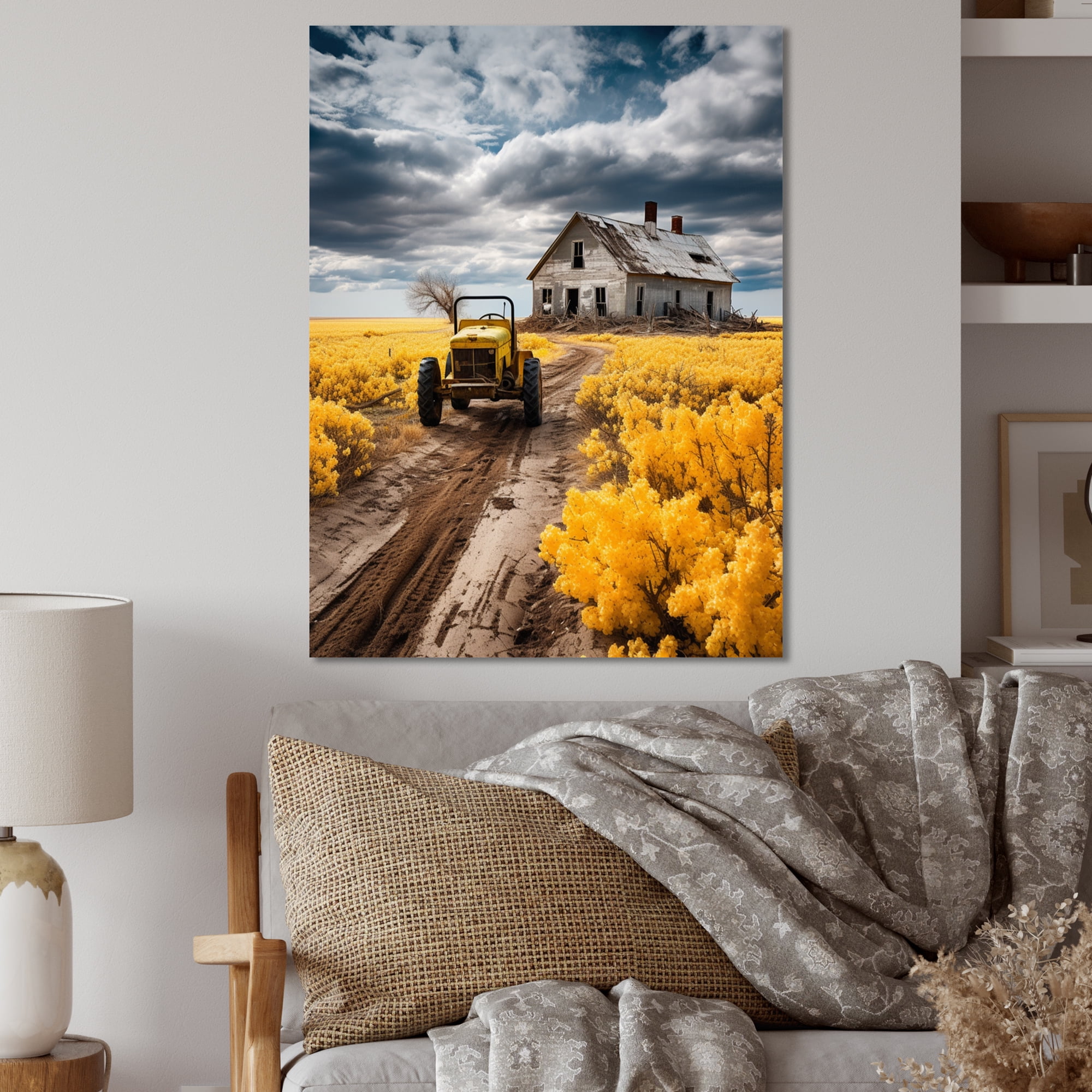 Designart "Countryside Haven Farmhouse Tractor wall art I" Farm Metal ...