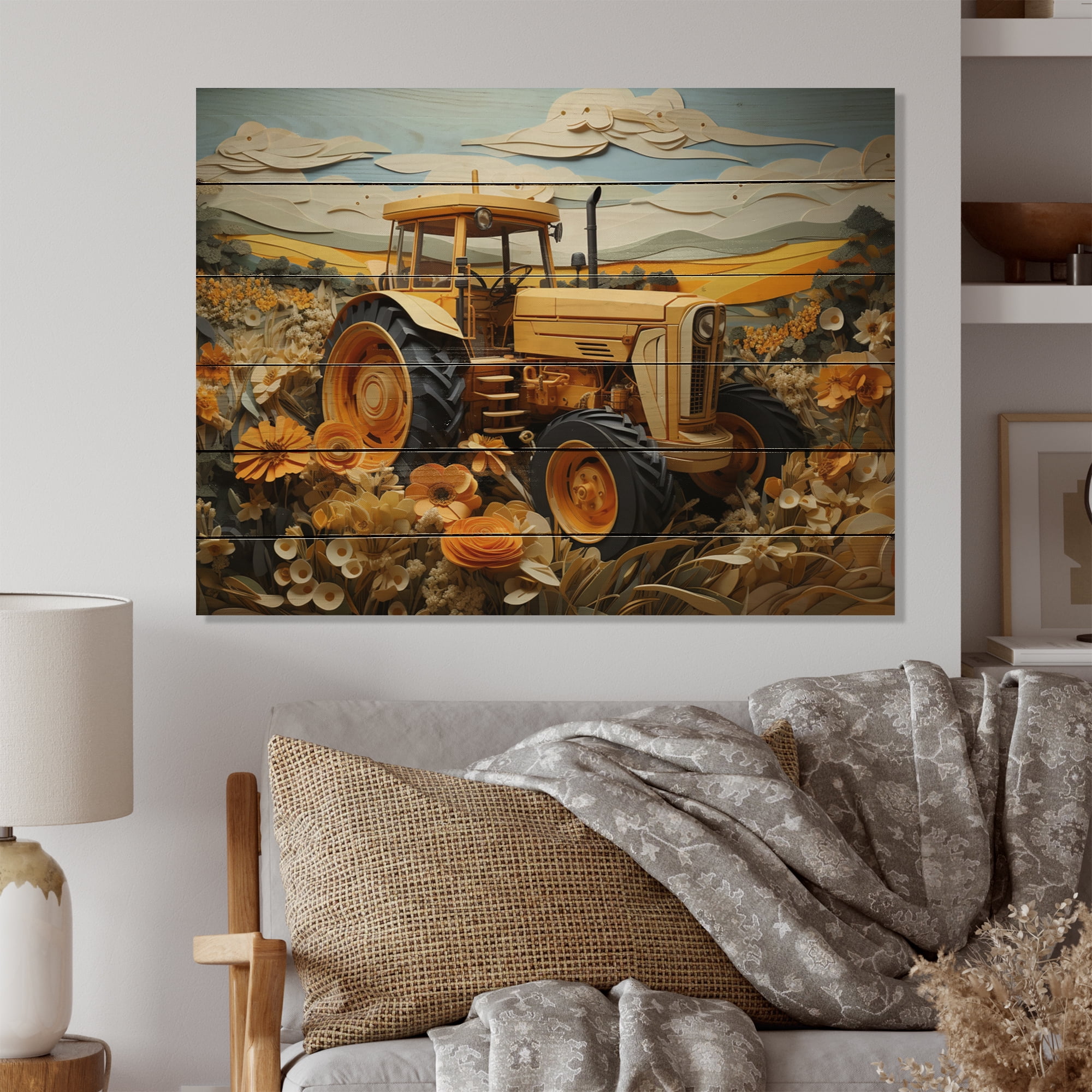 Designart "Countryside Haven Farmhouse Tractor wall art II" Farmhouse ...