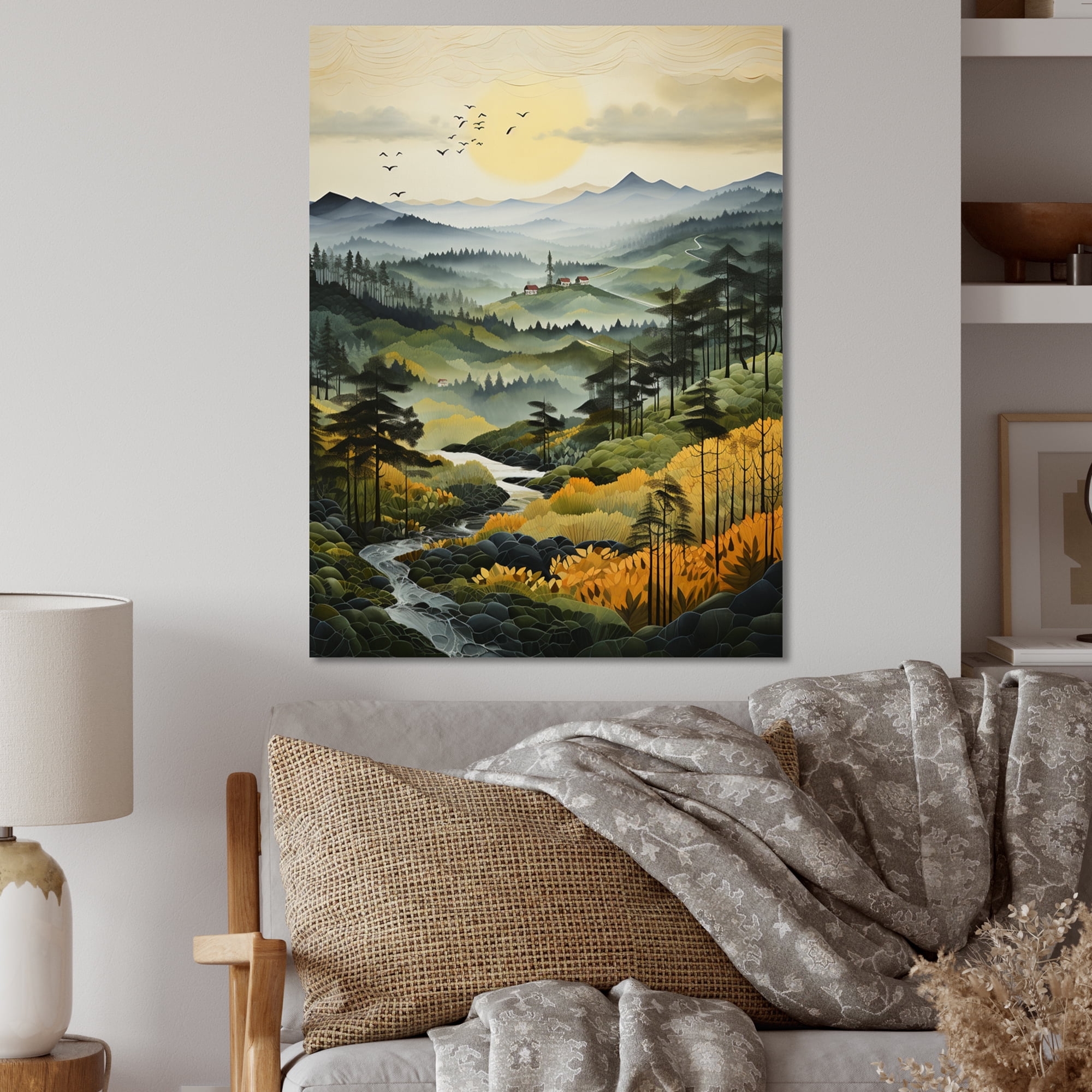 Designart "Countryside Misty Morning Collage I" Landscape & Nature ...