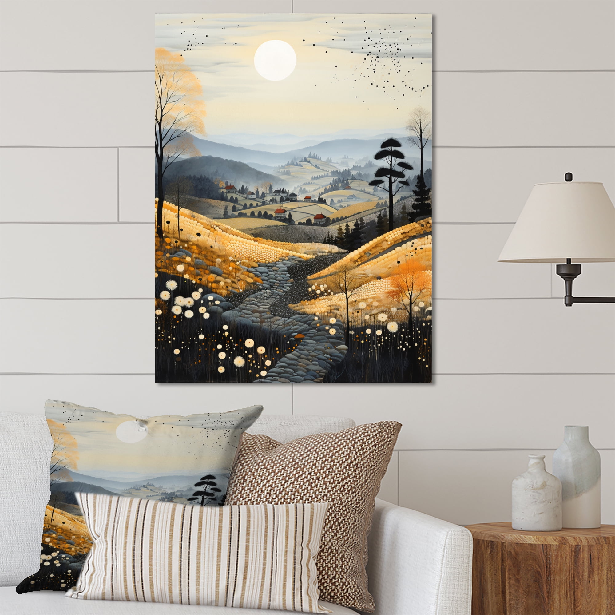 Designart "Countryside Misty Morning Collage II" Landscape & Nature ...