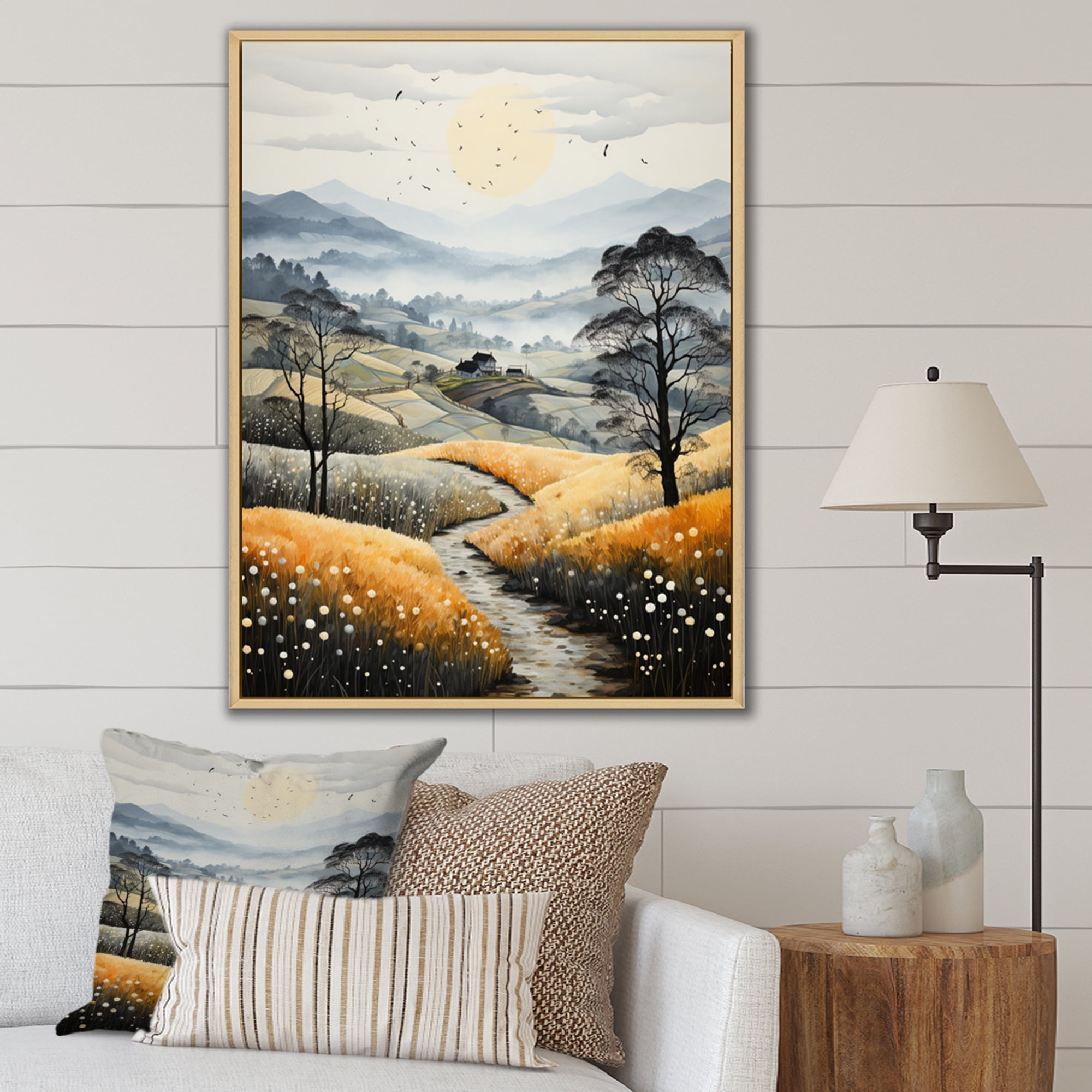 Designart "Countryside Misty Morning Collage IV" Landscape & Nature ...