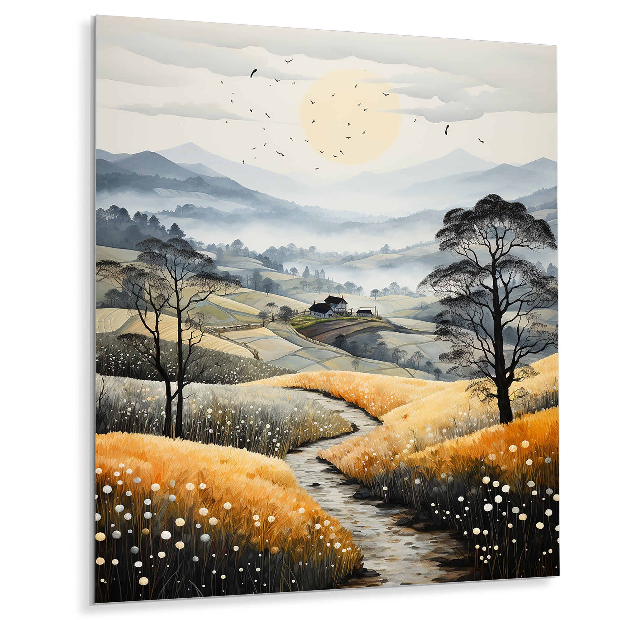 Designart "Countryside Misty Morning Collage IV" Landscape & Nature ...