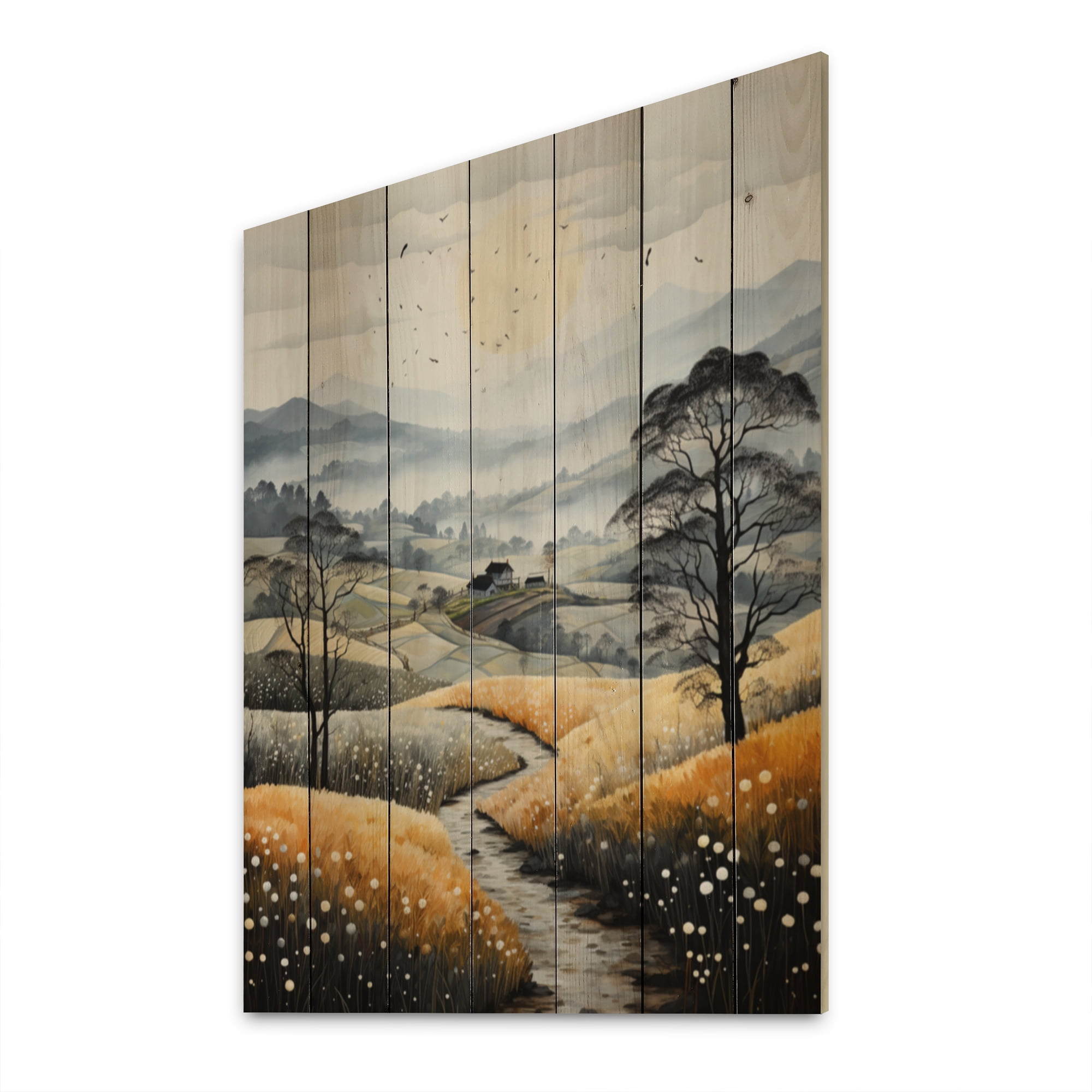 Designart "Countryside Misty Morning Collage IV" Landscape & Nature ...