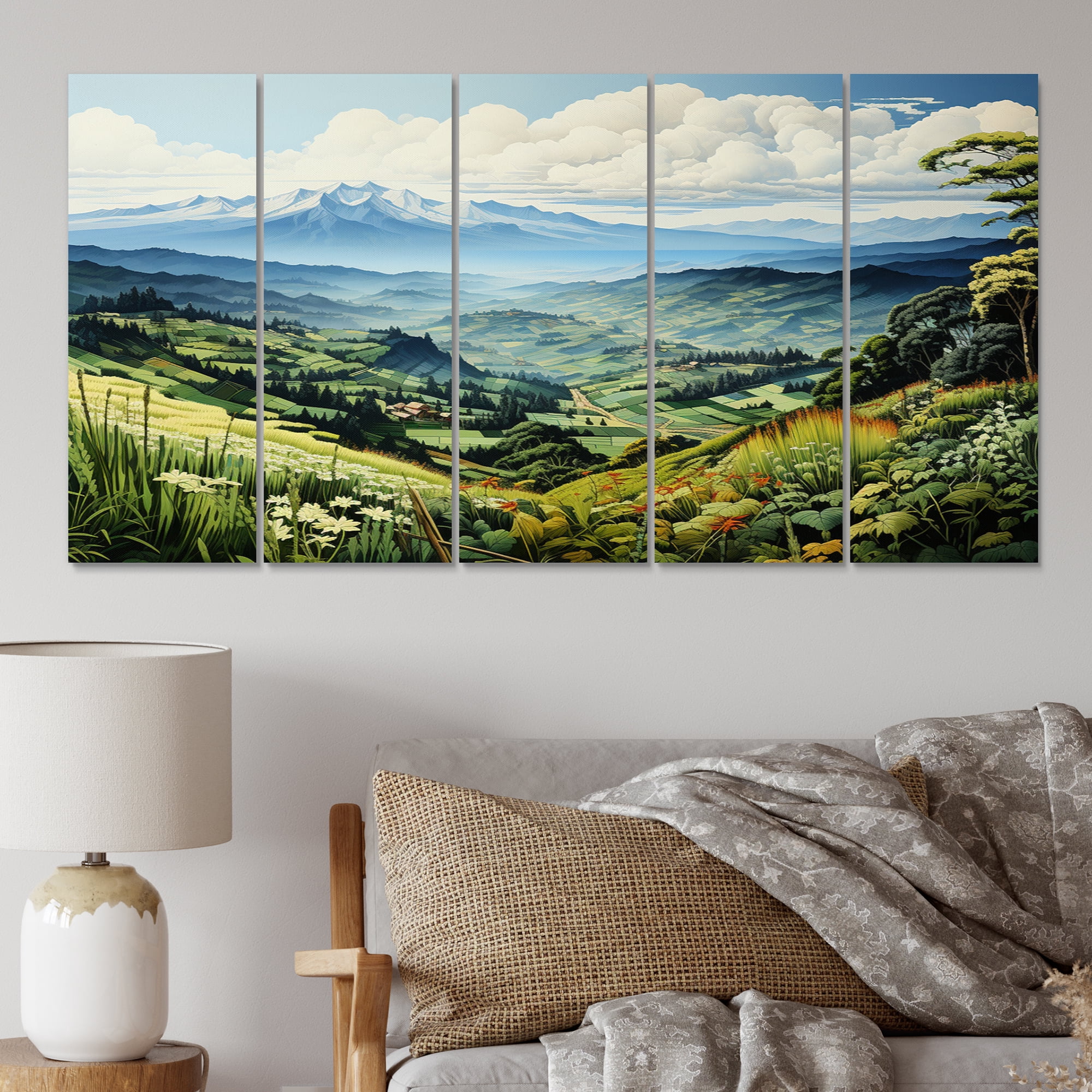 Designart "Countryside Mountain Vista Collage I" Landscapes Metal Wall ...