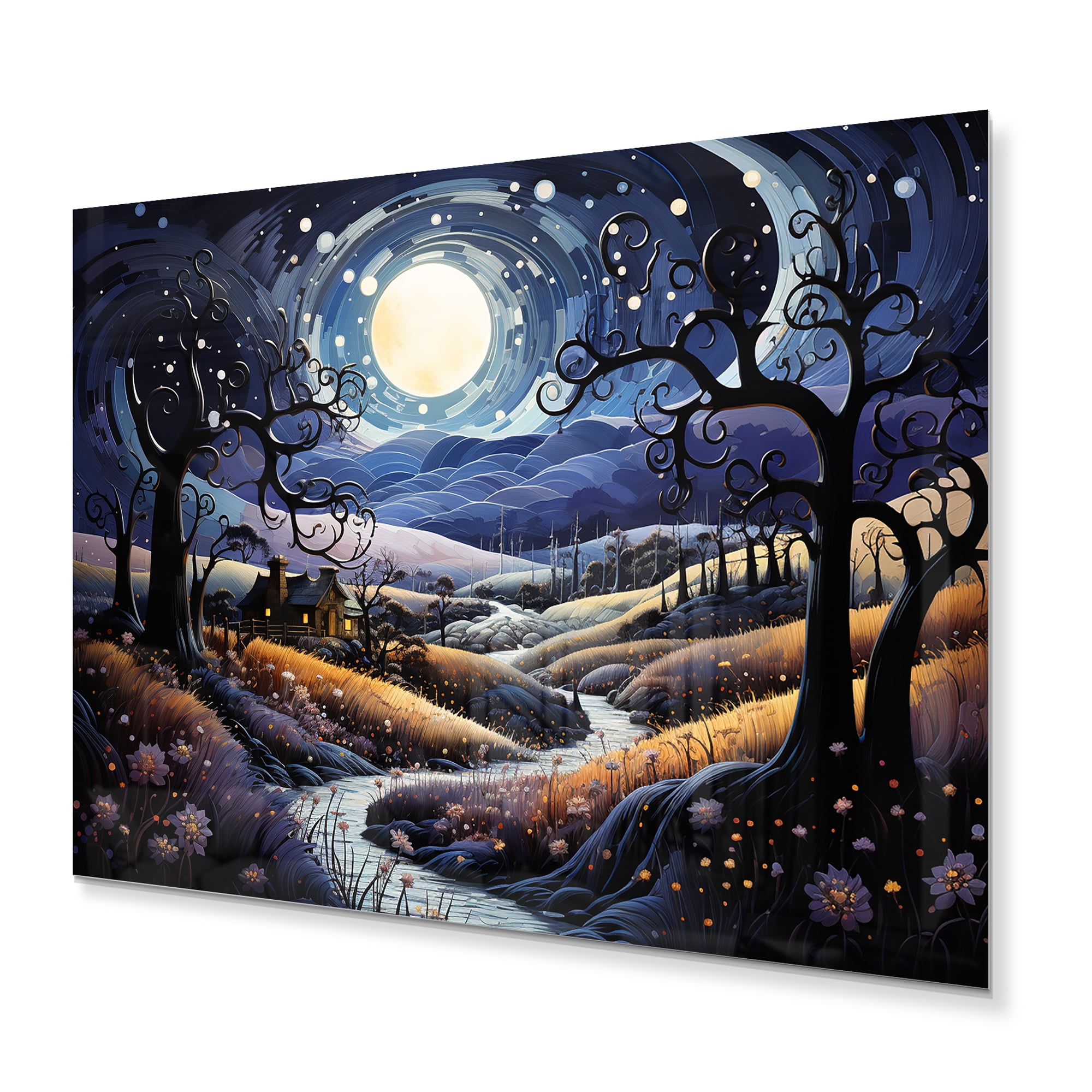 Designart "Countryside Nightfall Collage Landscape II" Landscapes Metal ...