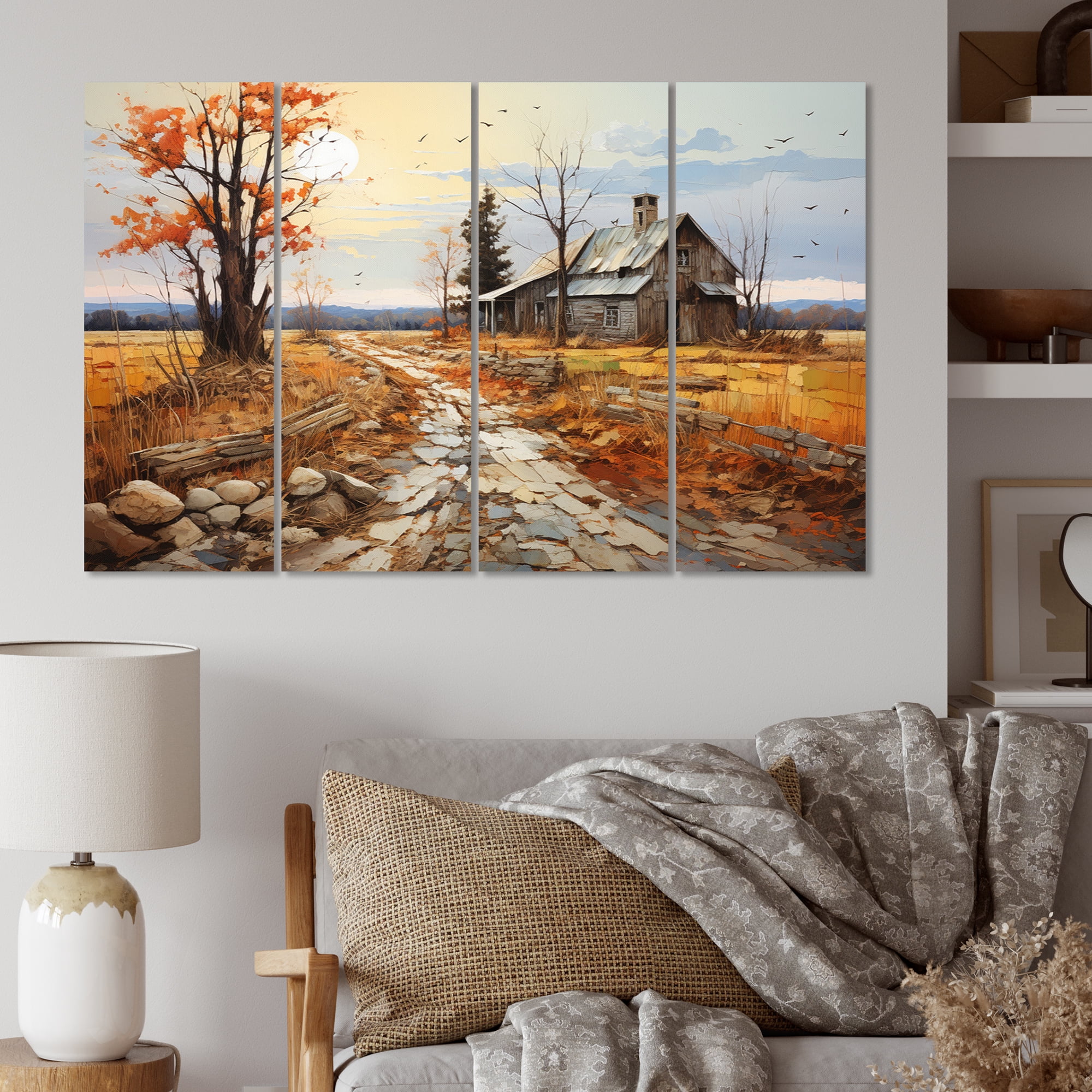 Designart "Countryside Rustic Barn Collage I" Landscapes Metal Wall Art ...