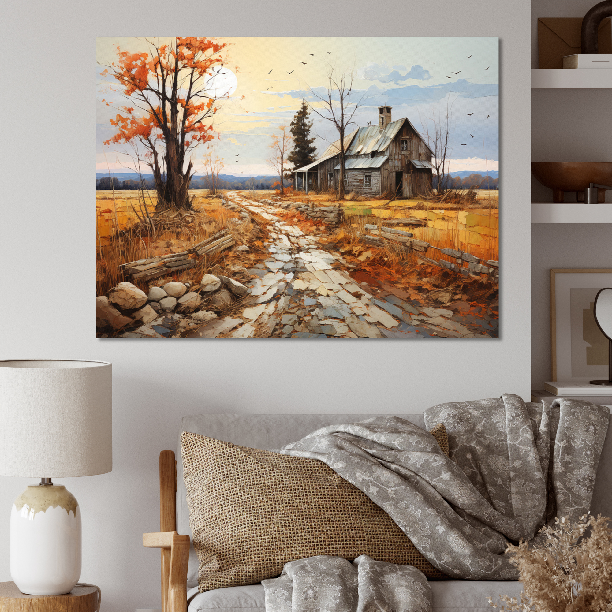 Designart "Countryside Rustic Barn Collage I" Landscapes Wall Decor ...