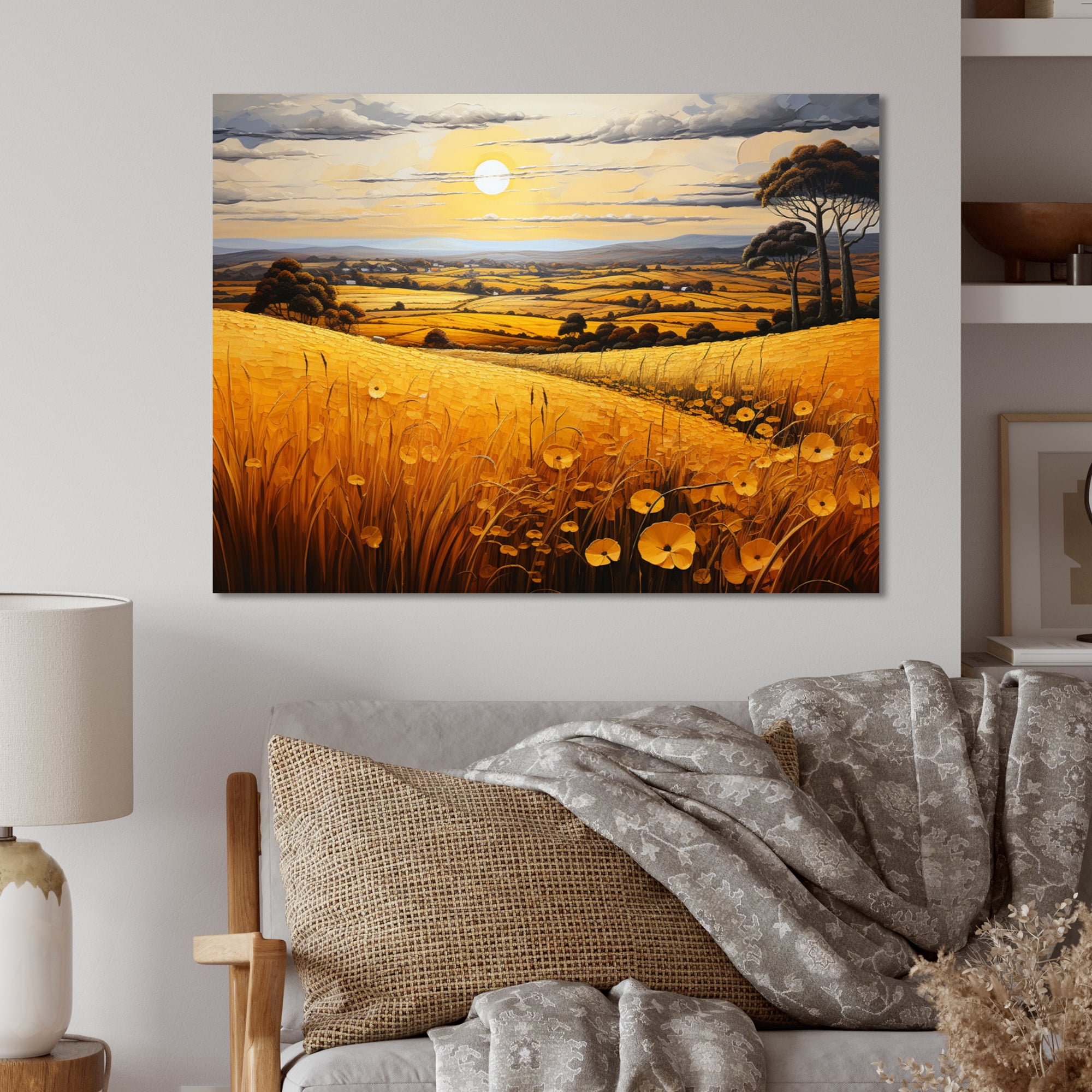 Designart "Countryside Rustling Wheat landscape III" Landscapes Metal Wall Art Prints - Walmart.com