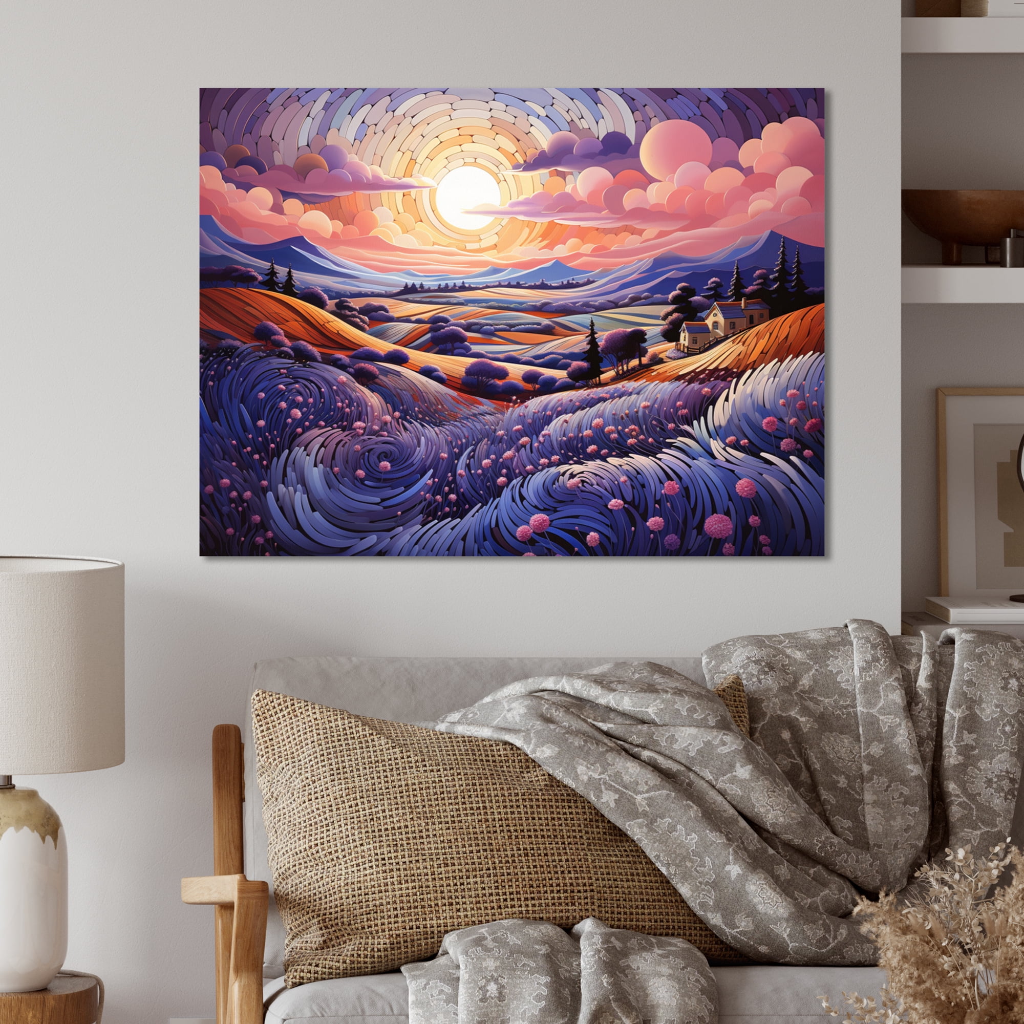Designart "Countryside The Violet landscape IV" Modern Metal Art Print ...