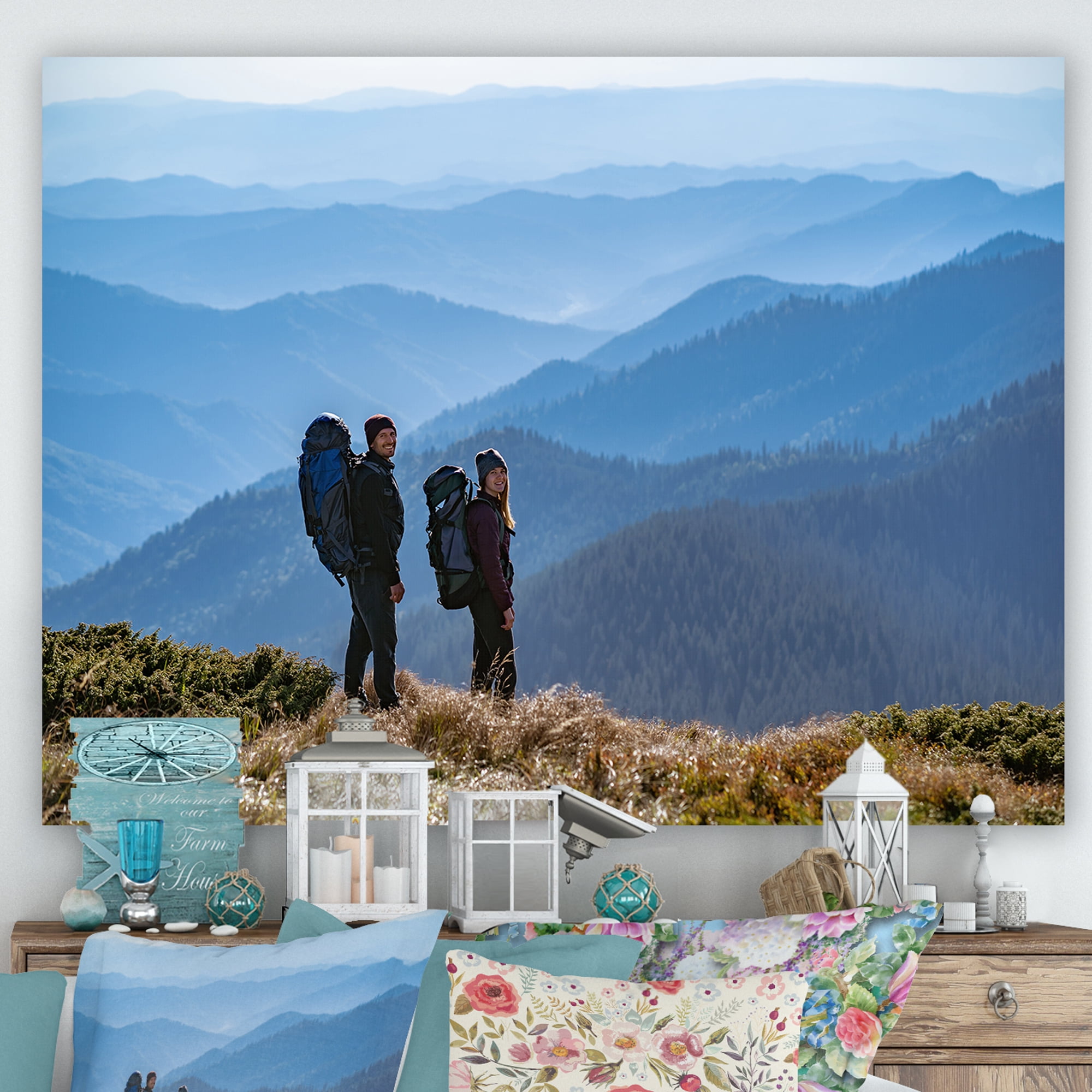 Designart "Couple Backpacking And Hiking In The Canadian Wilderness ...