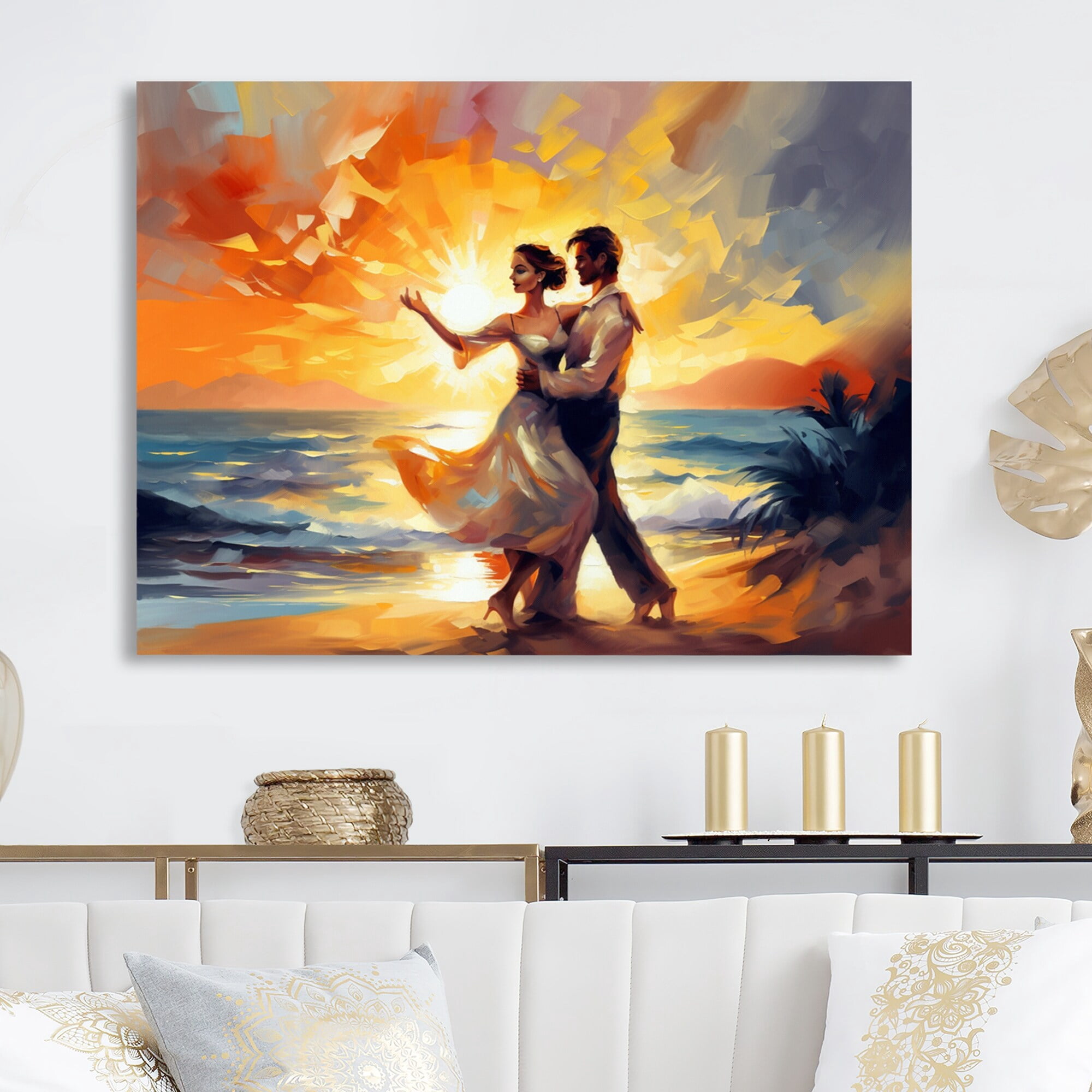 Designart "Couple Dancing Colorful Bolero III" Romantic Metal Wall ...