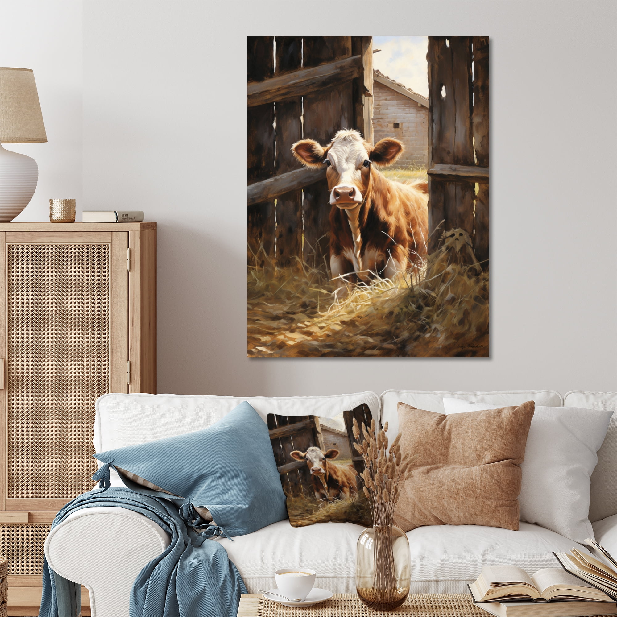 Designart "Cow Rustic beauty II" Animals Cow Metal Wall Art Prints ...