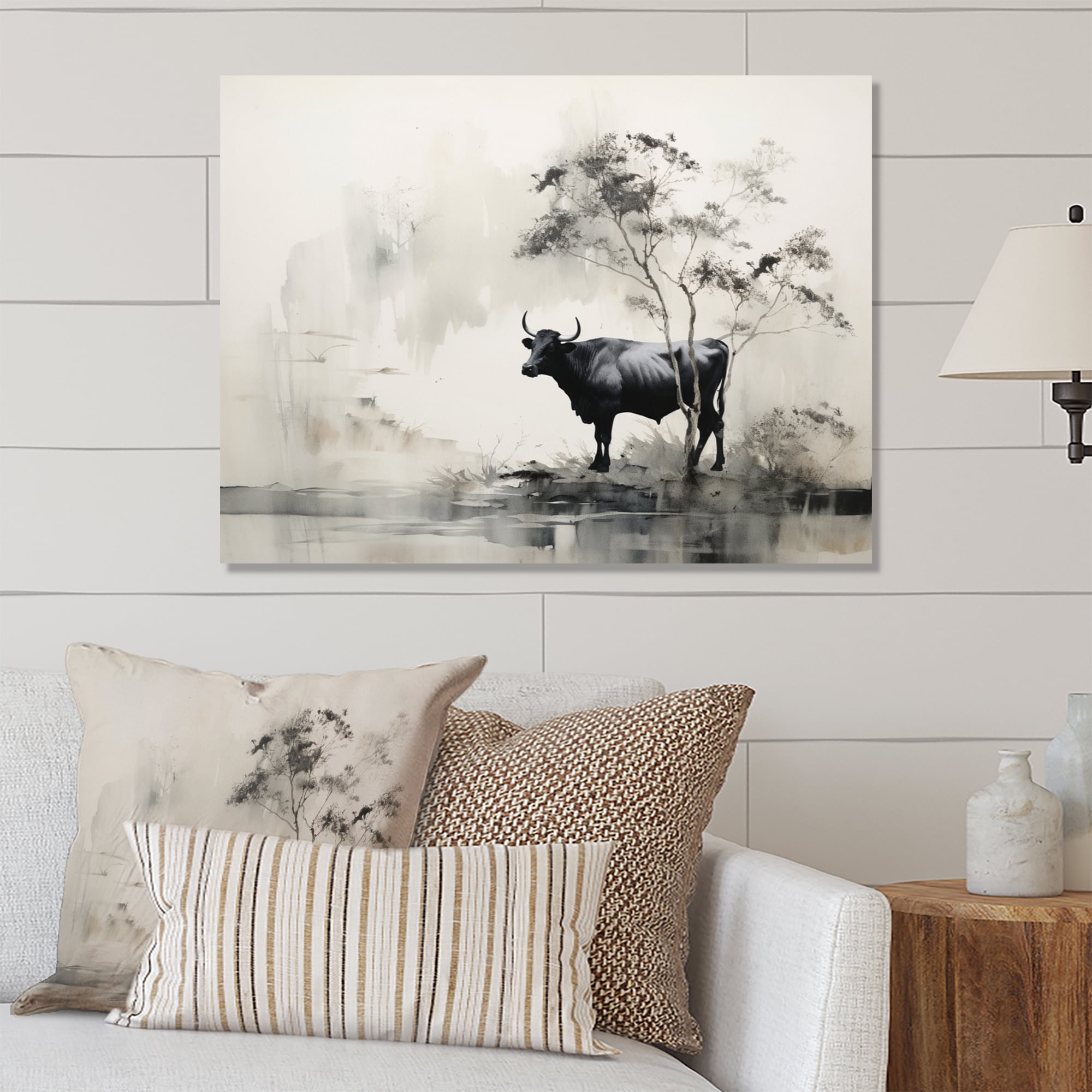 Designart "Cow Sumi Asian beauty XIV" Asian Metal Wall Art - Walmart.com
