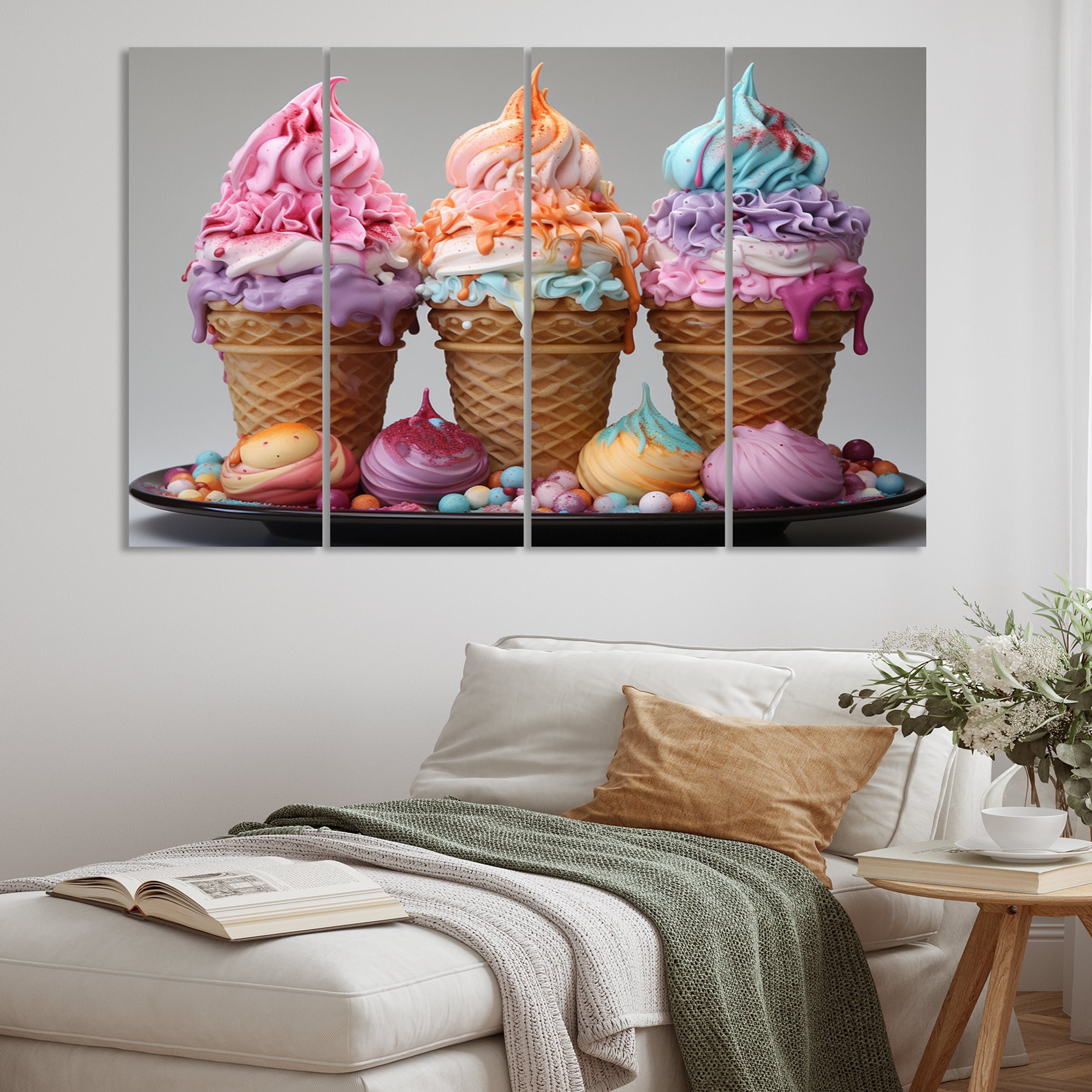 Designart "Cream Popart Food Ice wall art V" Food & Beverage Metal Wall ...