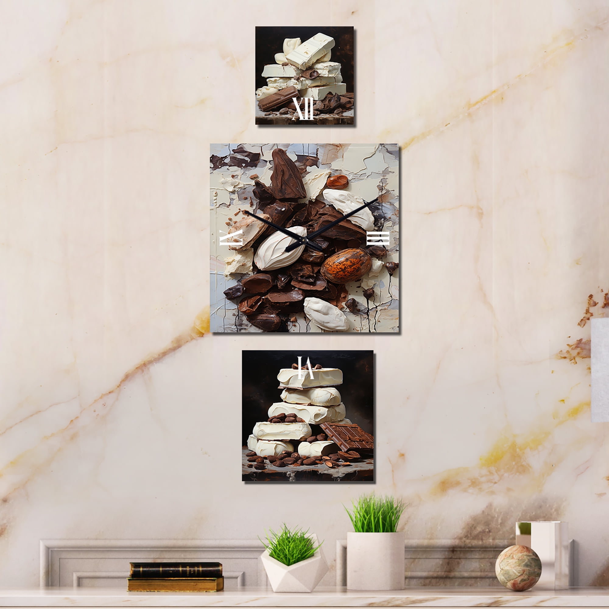 Designart "Creamy Chocolate Allure" Cocoa; Cooking Oversized Wall Clock ...