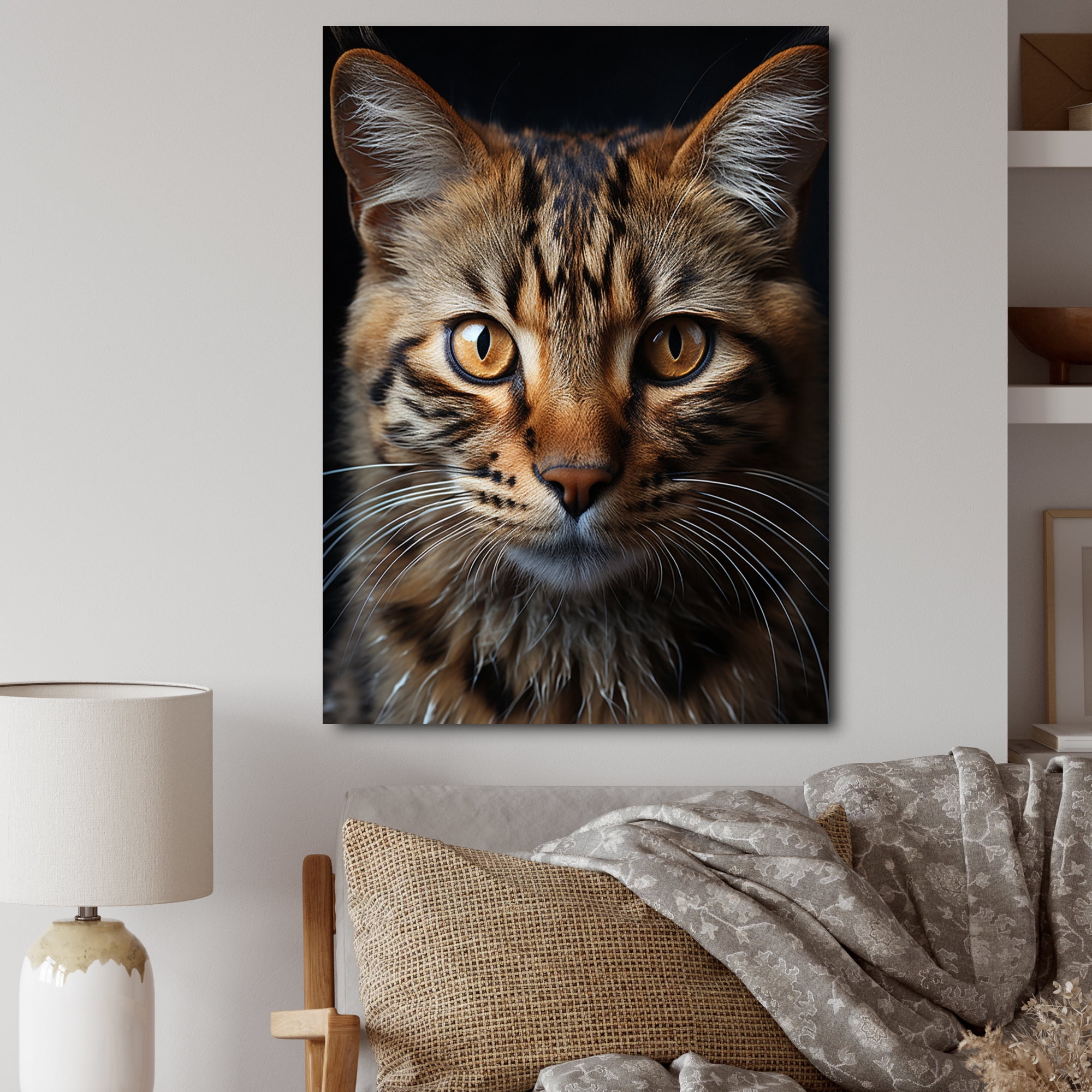 Designart "Creature Feline Snapshot" Animals Wall Art Living Room ...