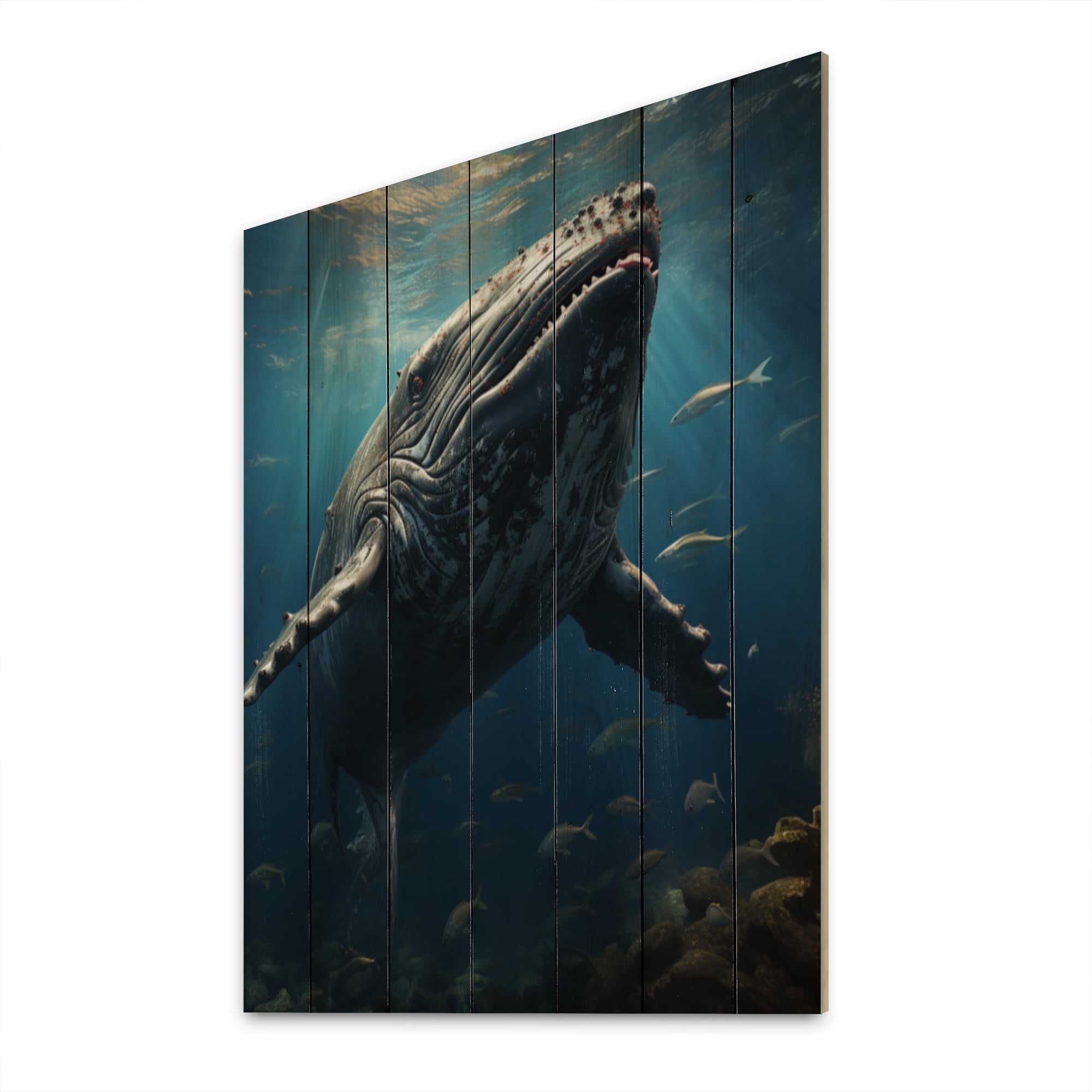 Designart "Creature Leviathan In Abyssal Sea" Animals Print on Natural ...