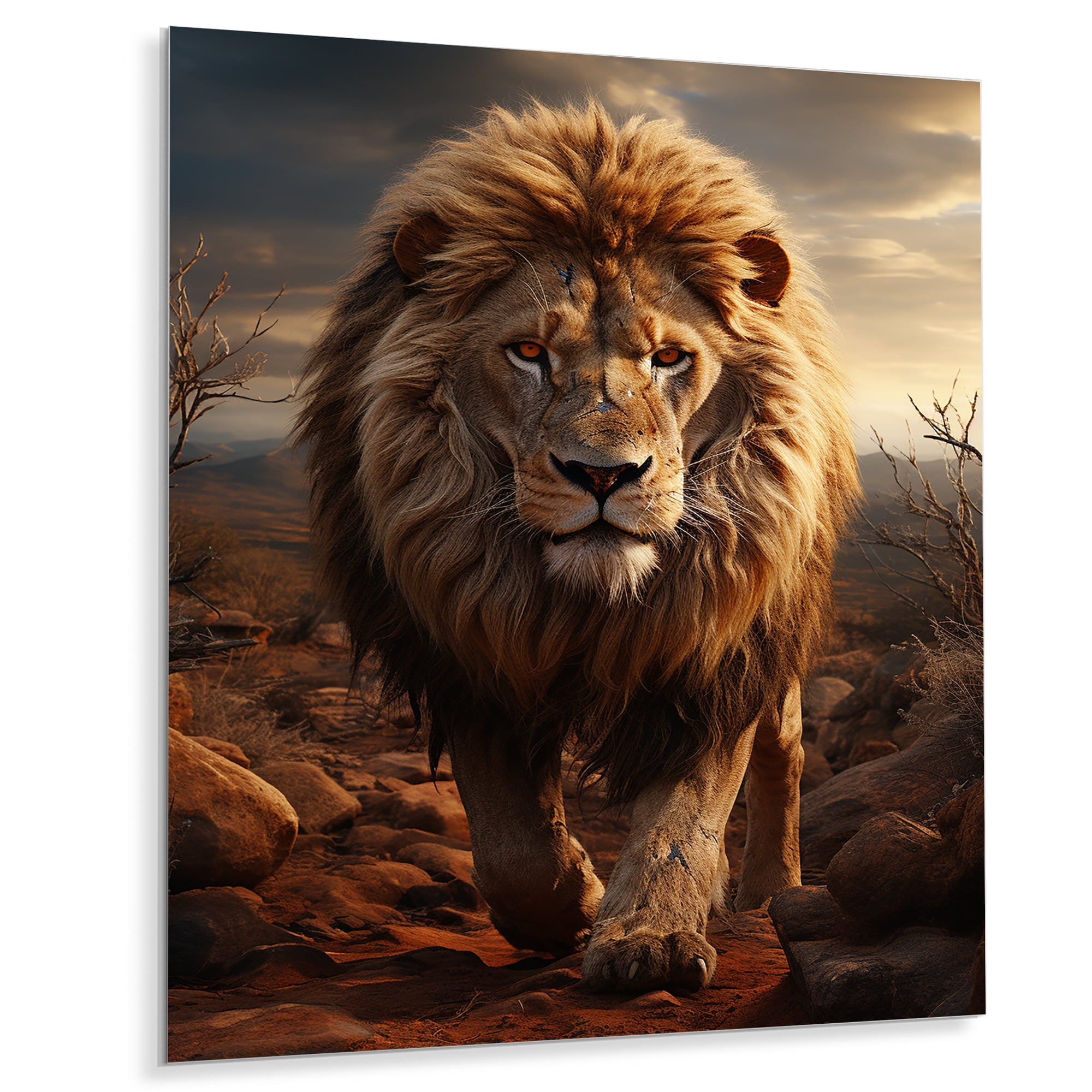 Designart "Creature Mane In Grasslands" Animals Metal Art Print ...