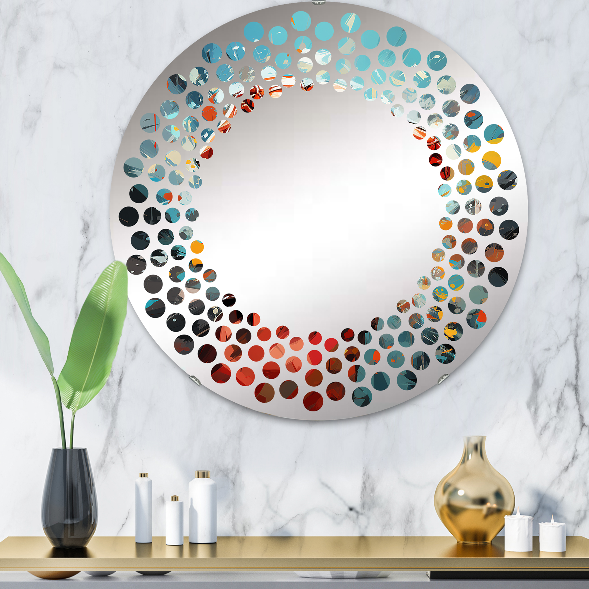 Designart "Crimson Glove Boxing Art" Boxing Polka Dot Round Wall Mirror ...