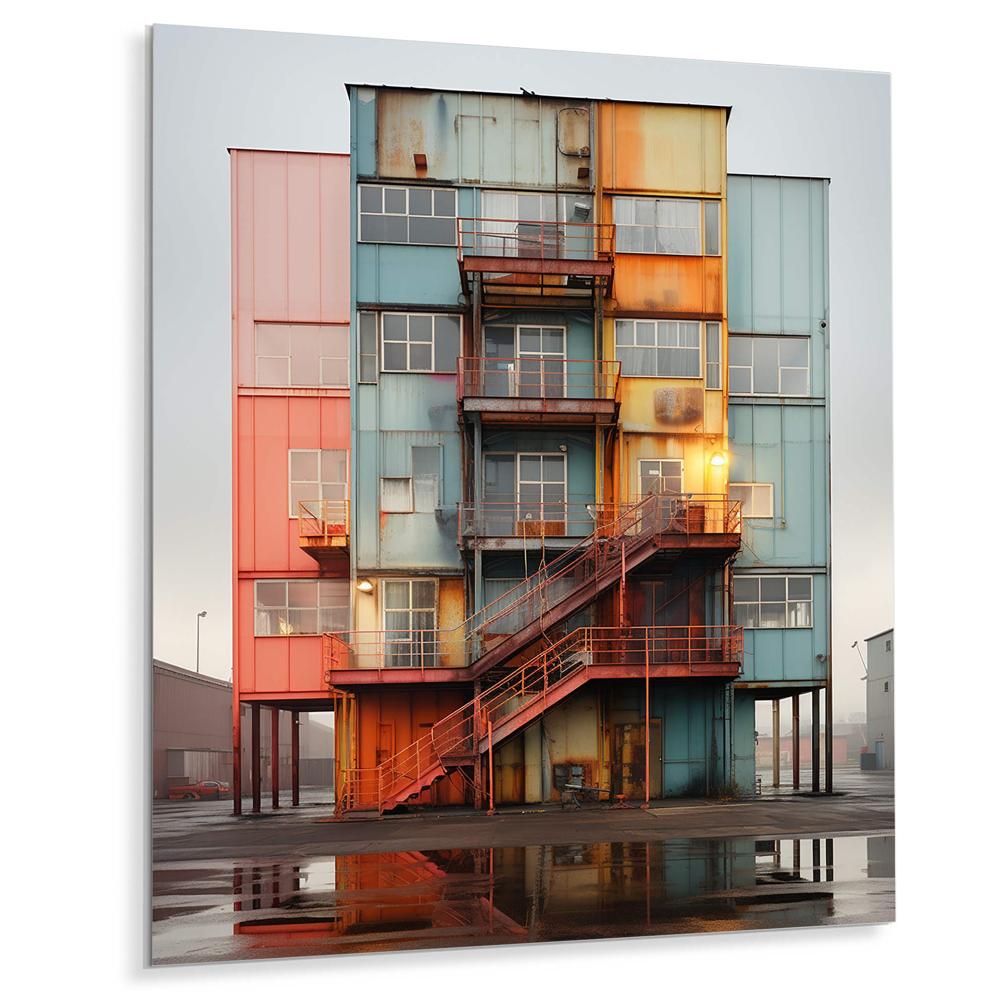 Designart "Cubic Industrial Palette of Warehouses IV" Warehouses Metal ...