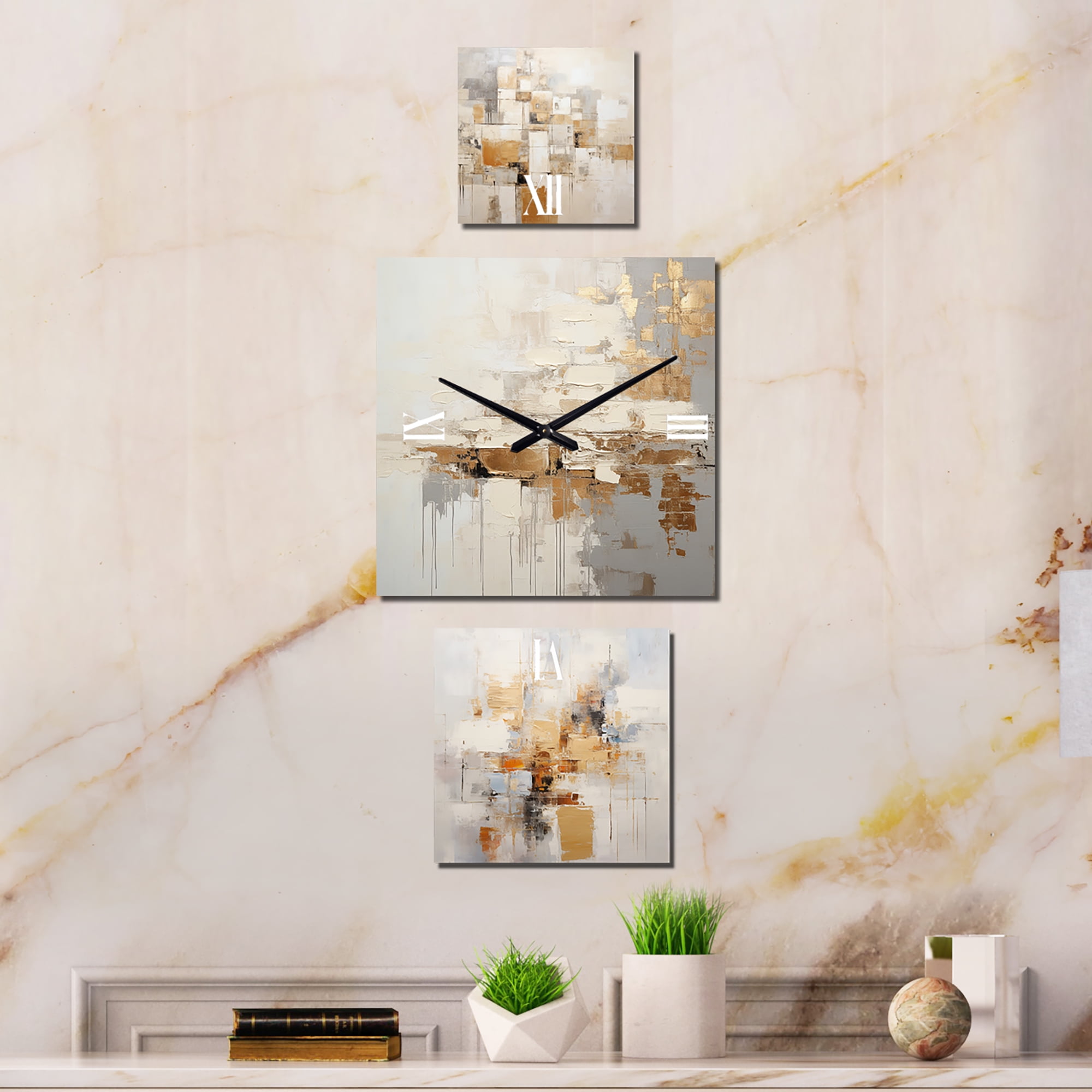 Designart "Cubic Perspective in Beige and Gold" Abstract Collages ...