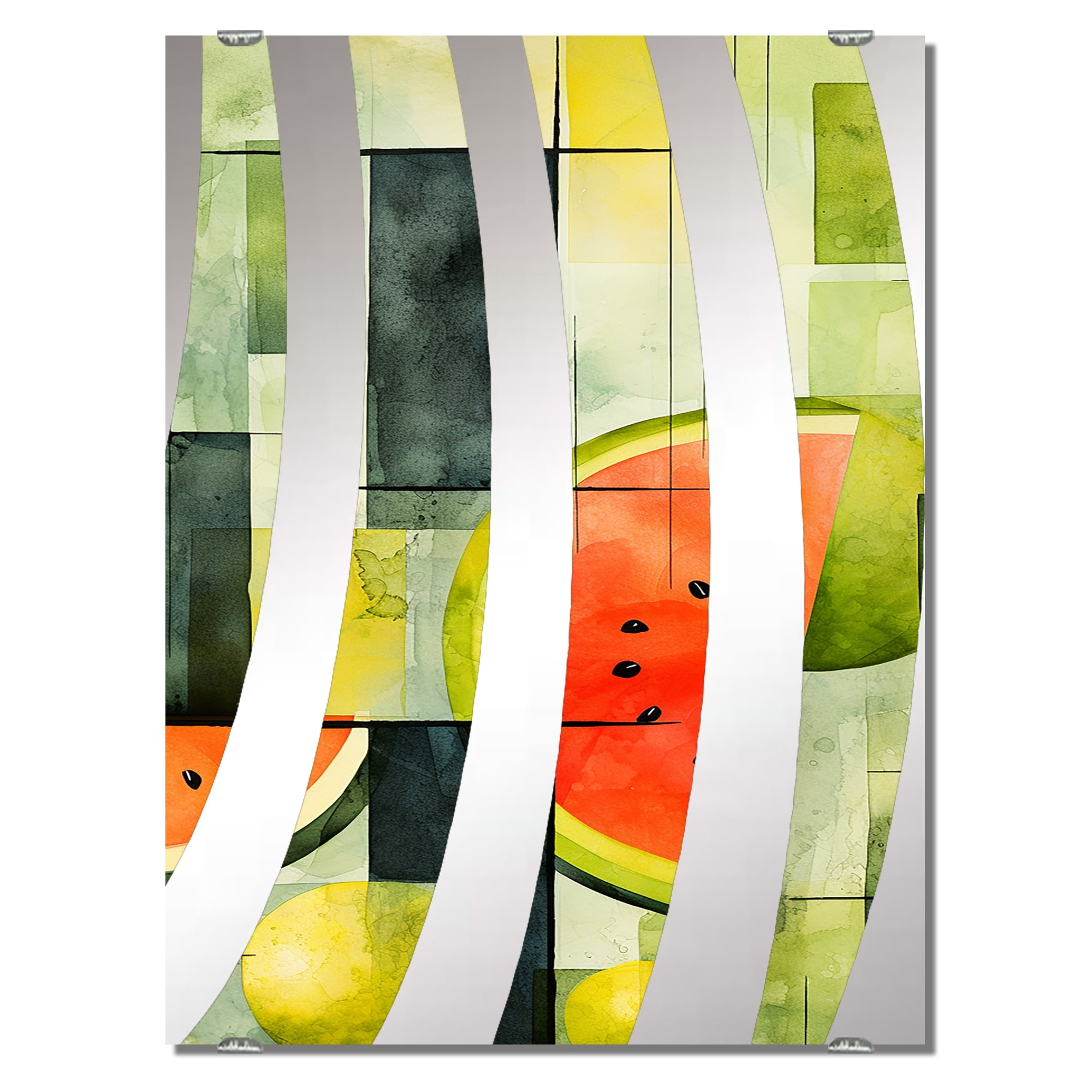 Designart "Cubic Watermelon Pattern in Green II" Melon Oversized Wall ...