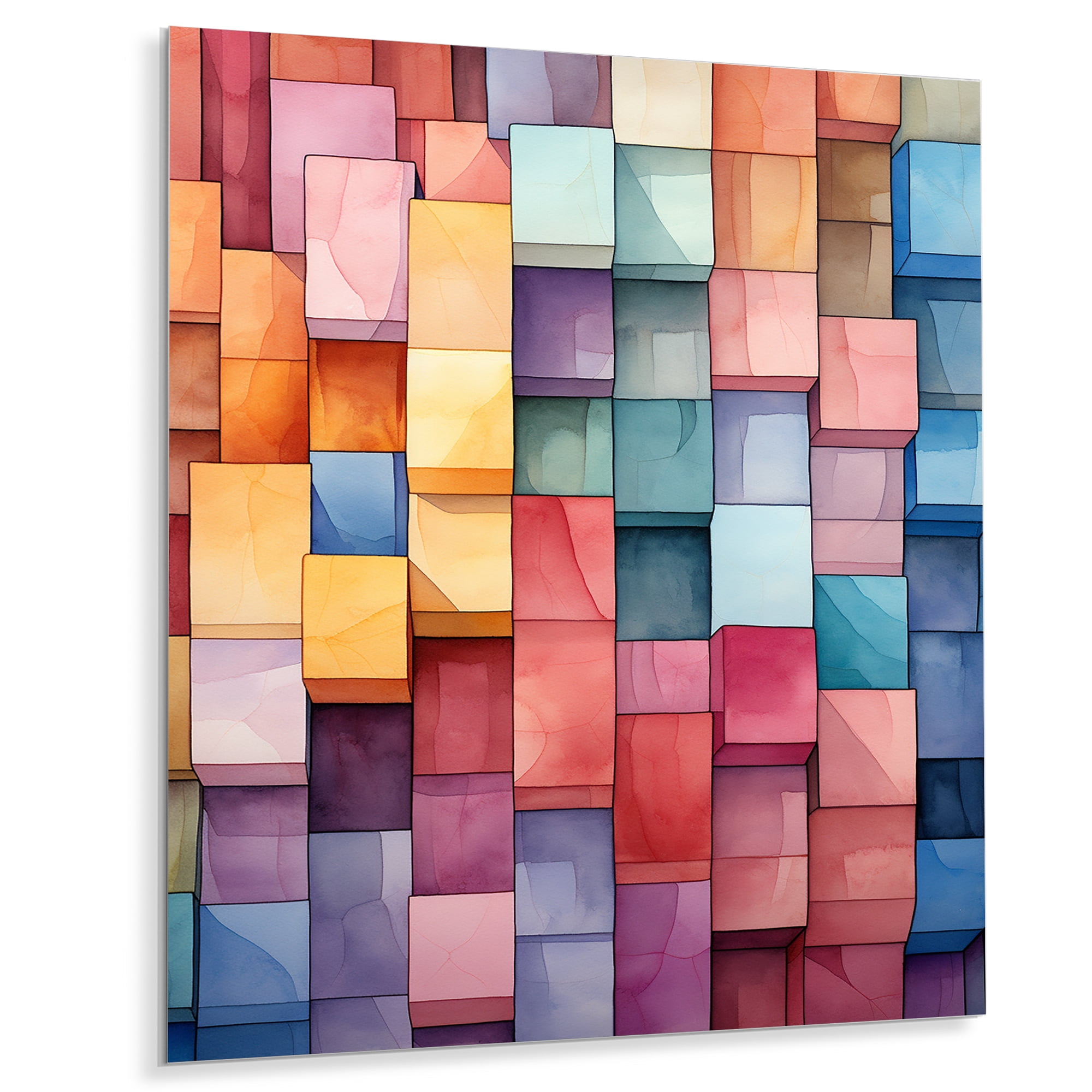 Designart "Cubism Art Colorful landscape" Cubism Metal Wall Art ...