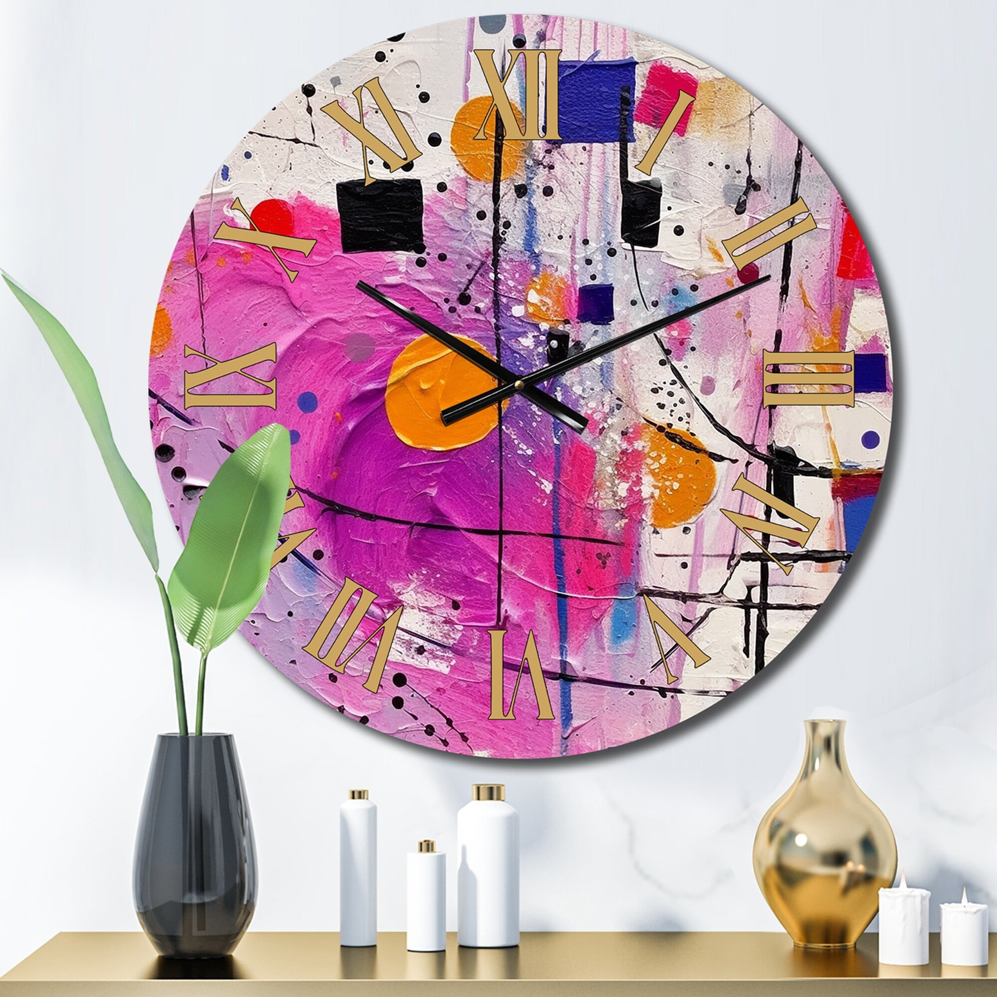 Designart "Cubism Unleashed Pink Expressions" Cubism Oversized Wall ...