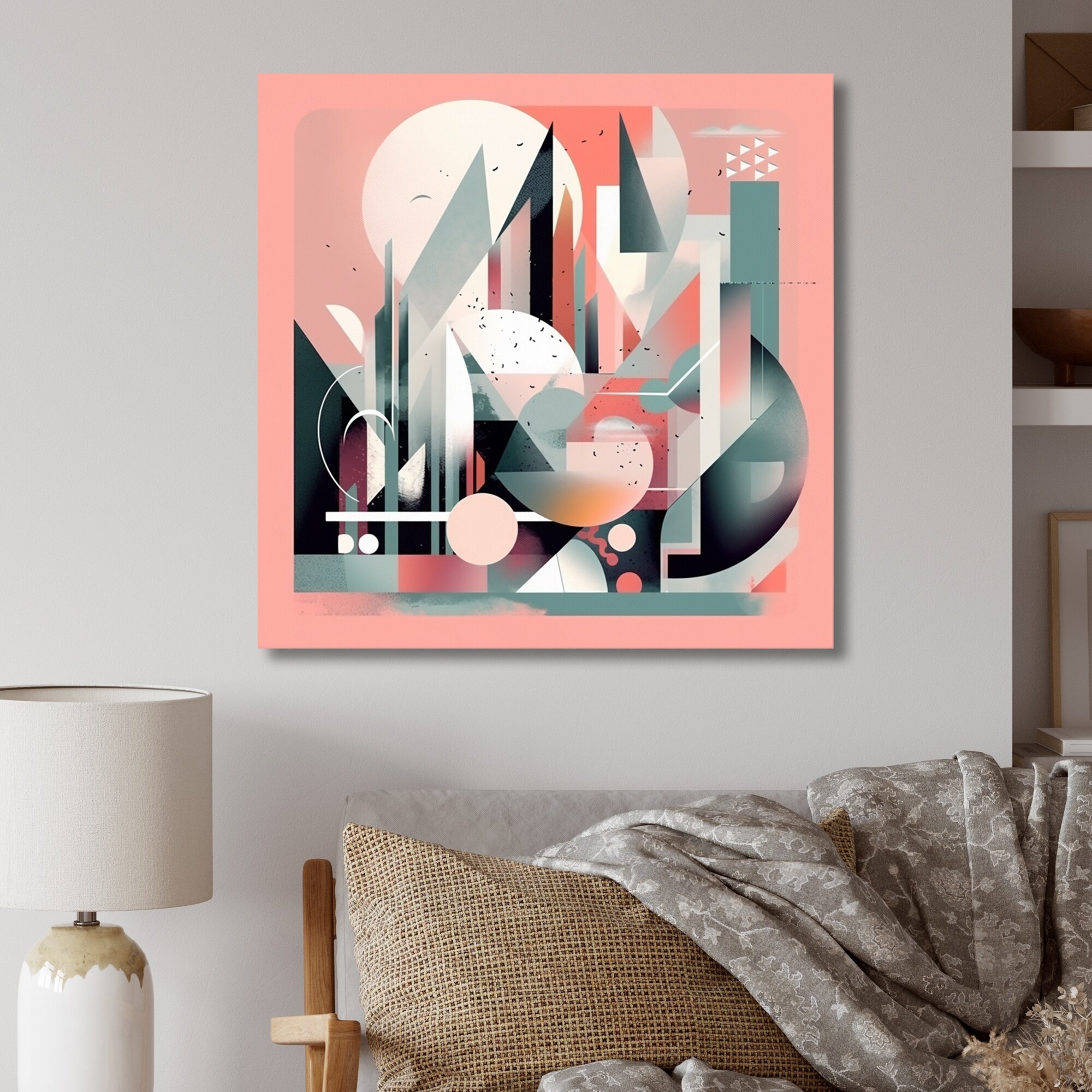 Designart "Cubist Embrace Blue and Pink Palette III" Minimalism Metal ...